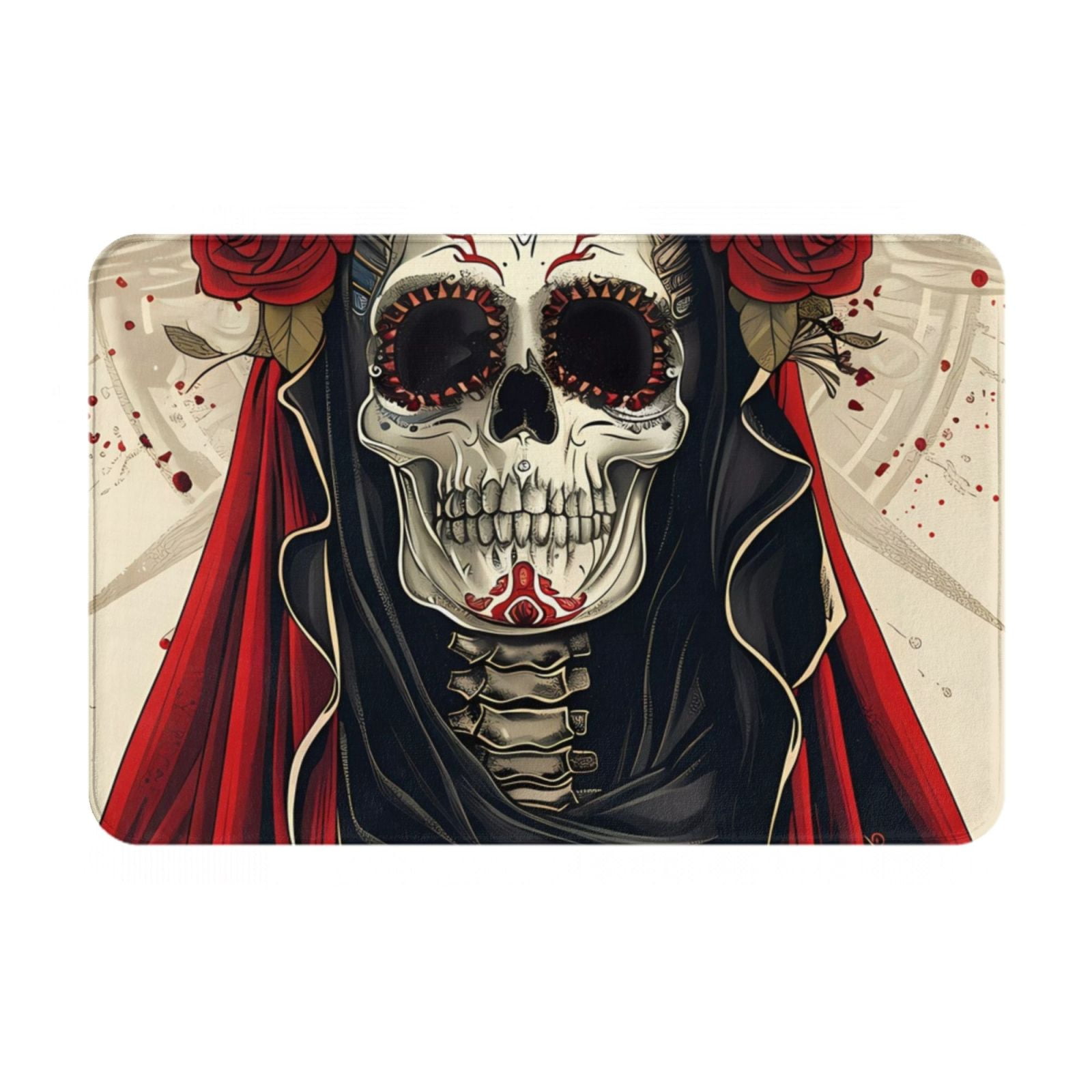 Gaeub Gothic Skull With Roses Print Door Mat with Heavy Duty Backing ...