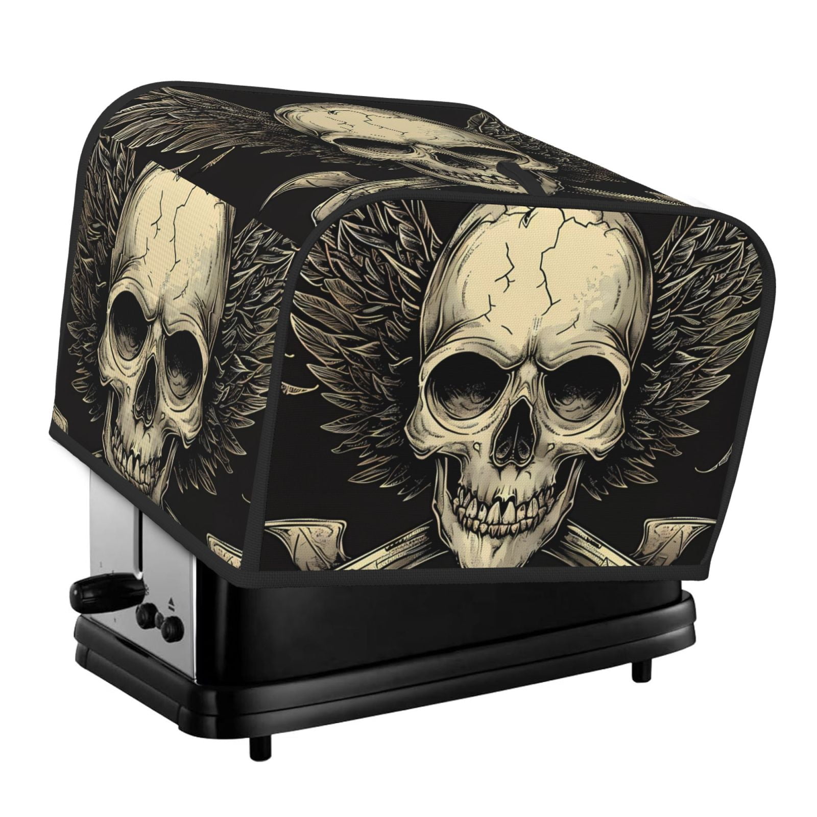 Gaeub Gothic Winged Skull Print 4 Slice Toaster Cover,Bread Machine ...
