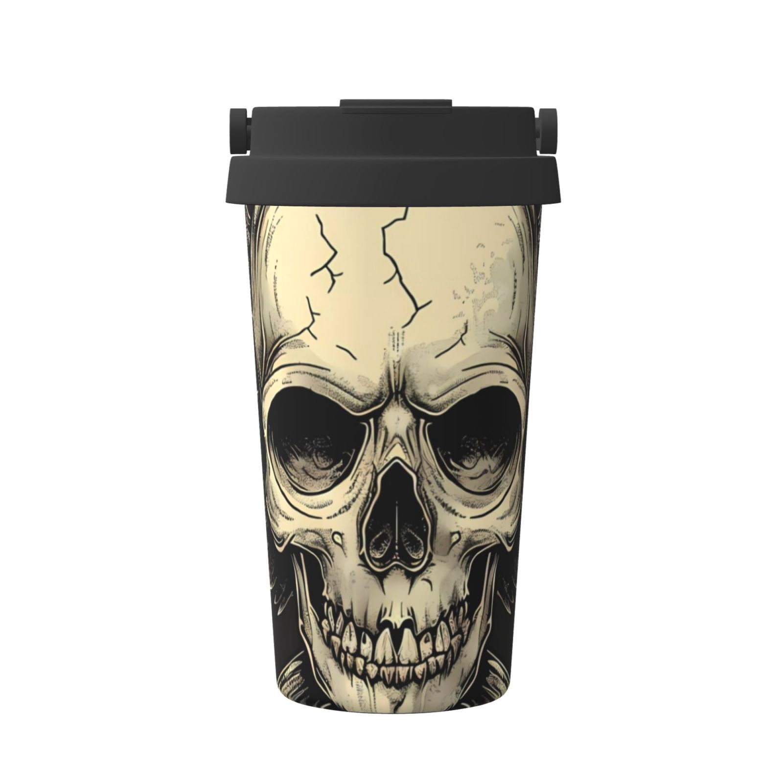 Gaeub Gothic Winged Skull Print Travel Mug, Insulated Coffee Mug with ...