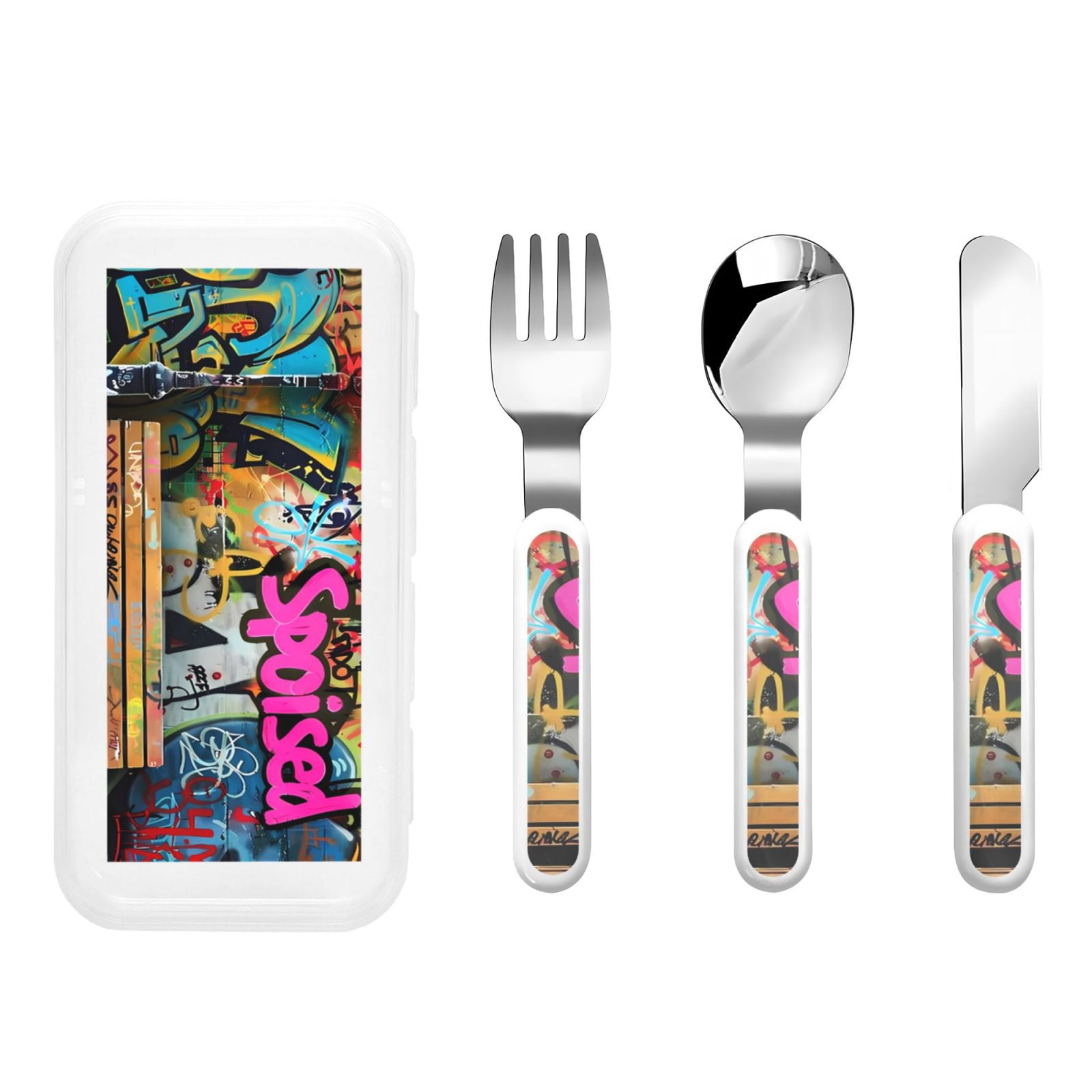 Gaeub Graffiti Lamp Urban Scene Print 3-Piece Children Knife Spoon Fork ...
