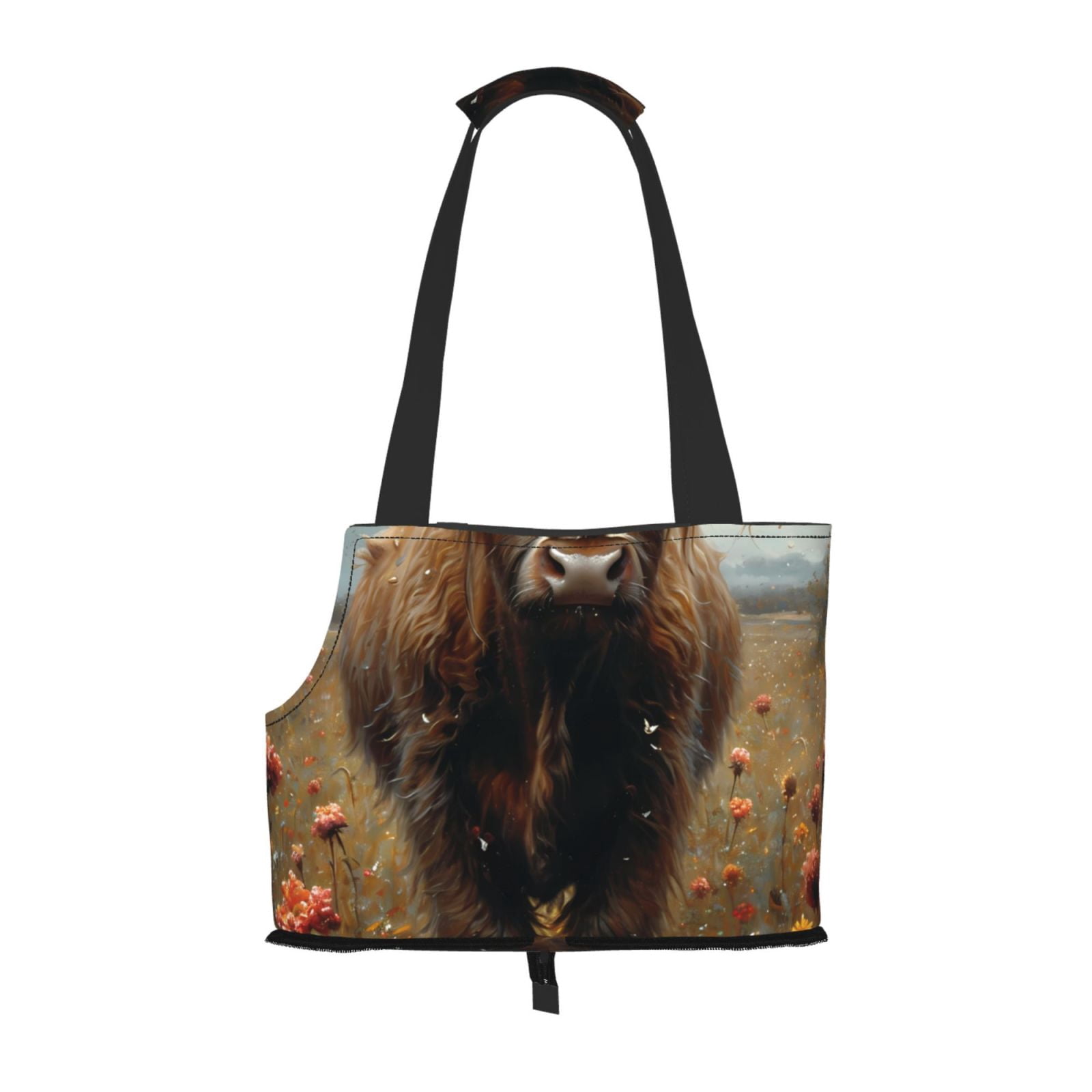 Gaeub Grassland Sunflower Cow Print Purse Carrier with Safety Tether ...
