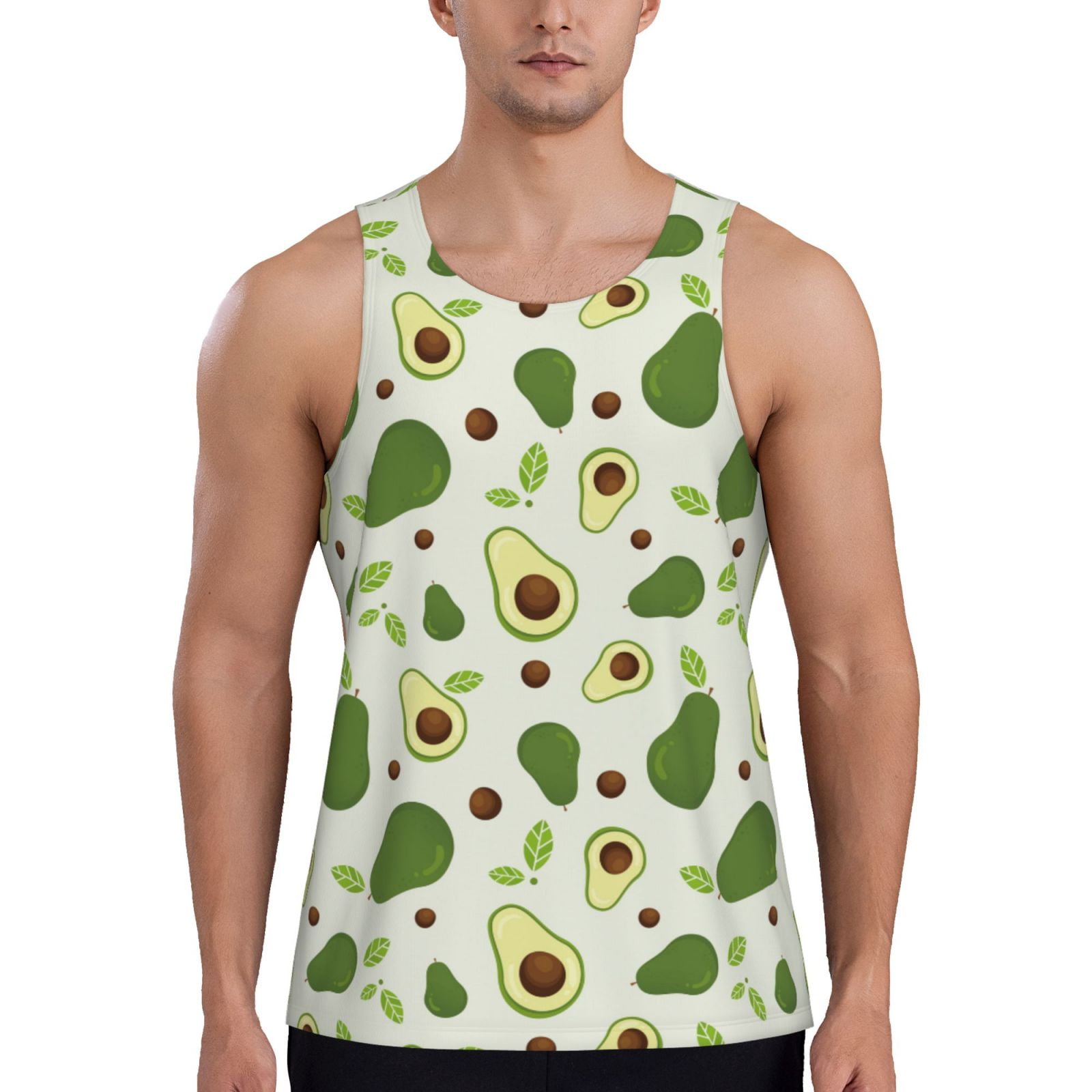Gaeub Green Avocado Men's Athletic Tank Top, Workout Sleeveless Shirts ...