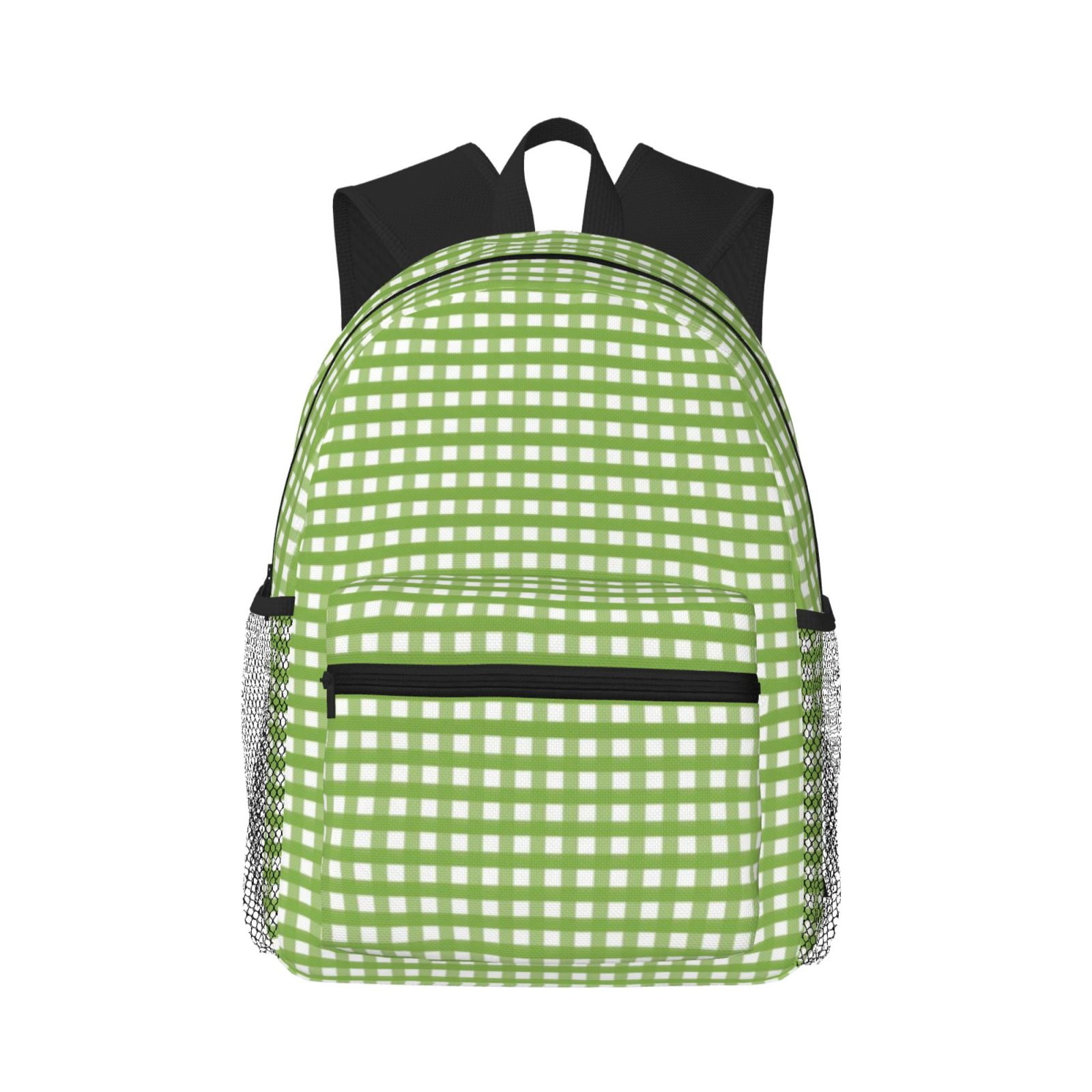 Gaeub Green Gingham School Backpack Waterproof Bookbag for Men Women ...