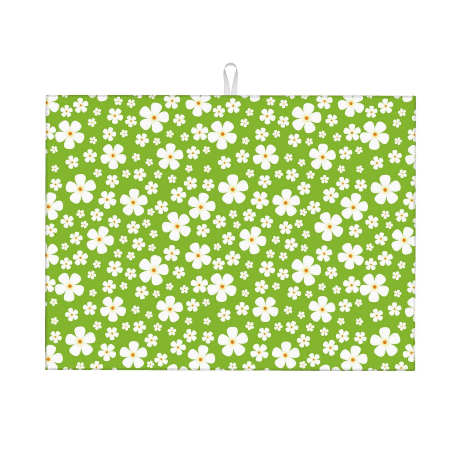 Gaeub Green White Flowers Print Dish Drying Mats For Kitchen Counter ...