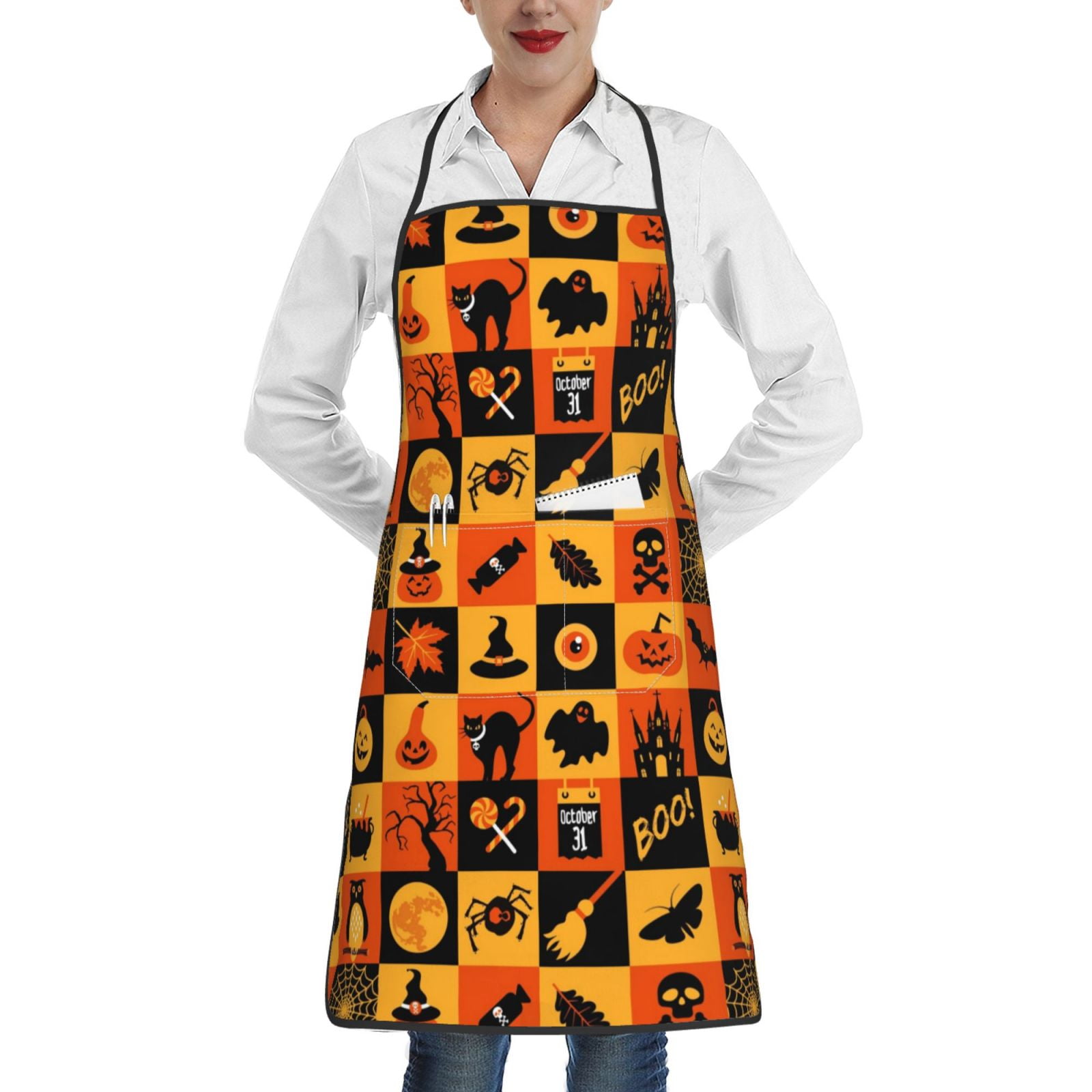 Gaeub Halloween Kitchen Cooking Aprons Adjustable Bib Apron Waterdrop ...