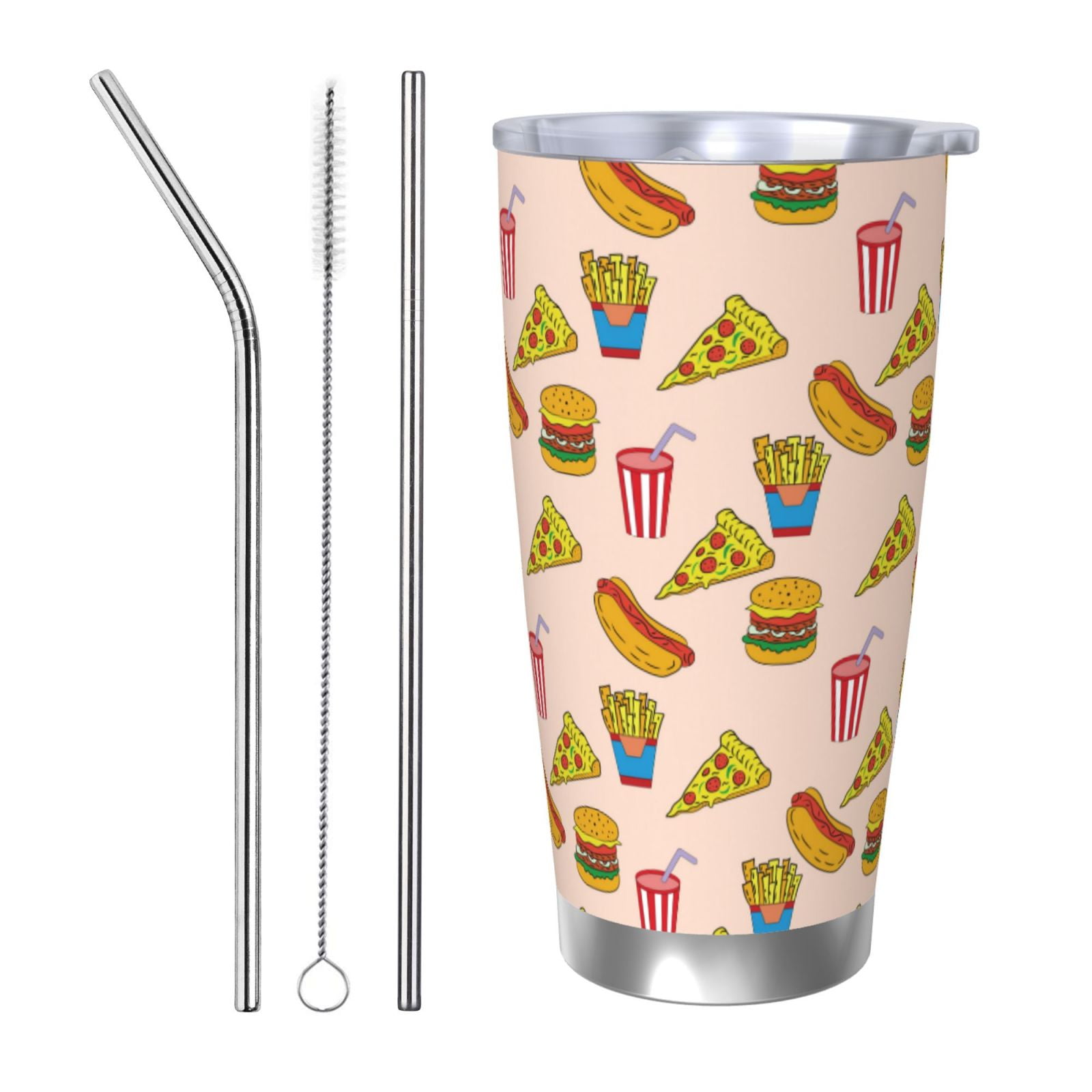 Gaeub Hamburger Pizza Coke Print 20-Ounce Stainless Steel Car Cup ...