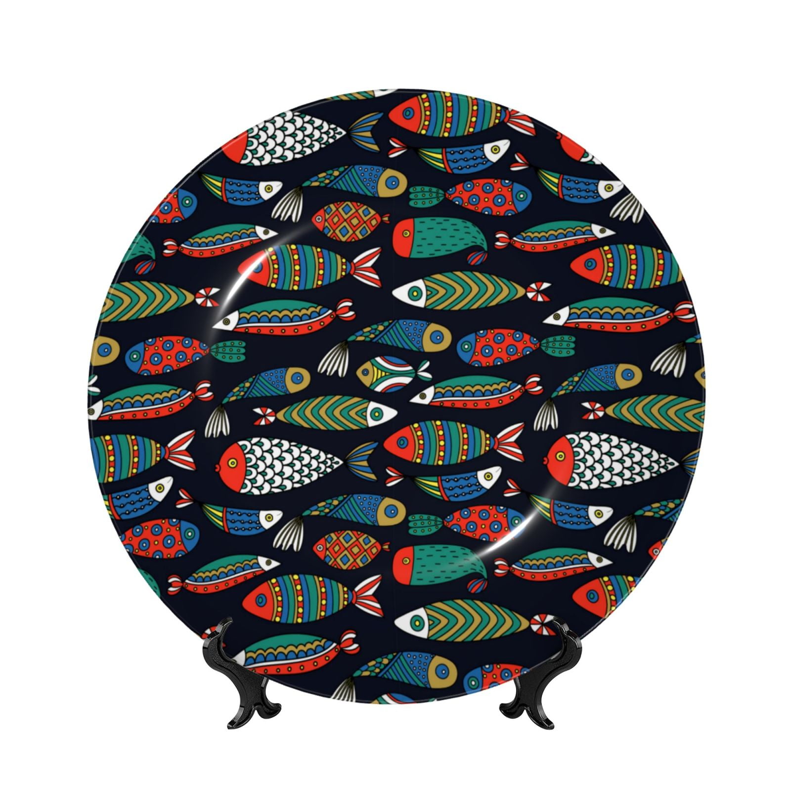 Gaeub Hand Drawn Colorful Fishes Print Ceramic Plate,Dinner Plates,Bone ...