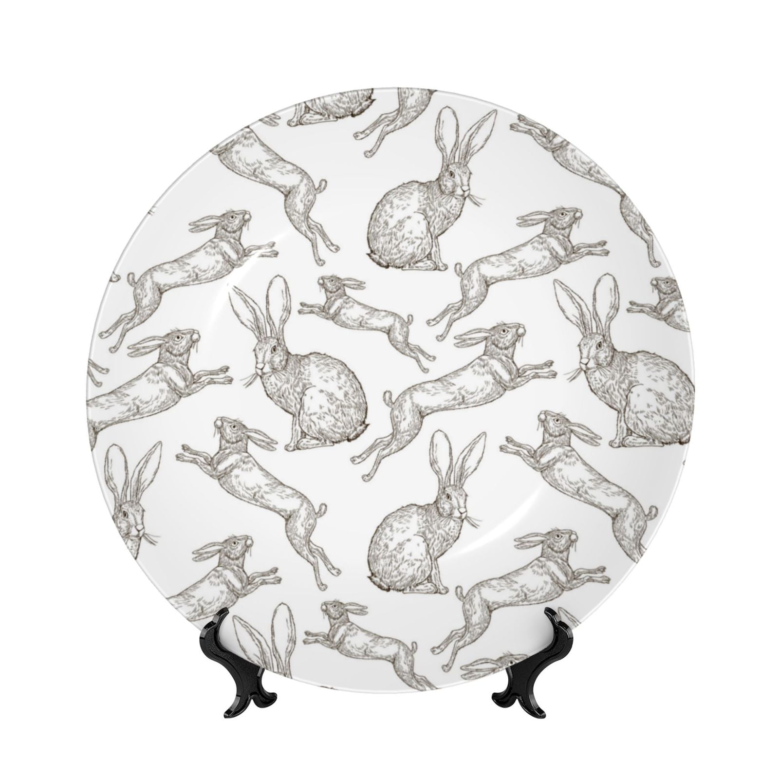 Gaeub Hand Drawn Rabbit Print Ceramic Plate,Dinner Plates,Bone China ...
