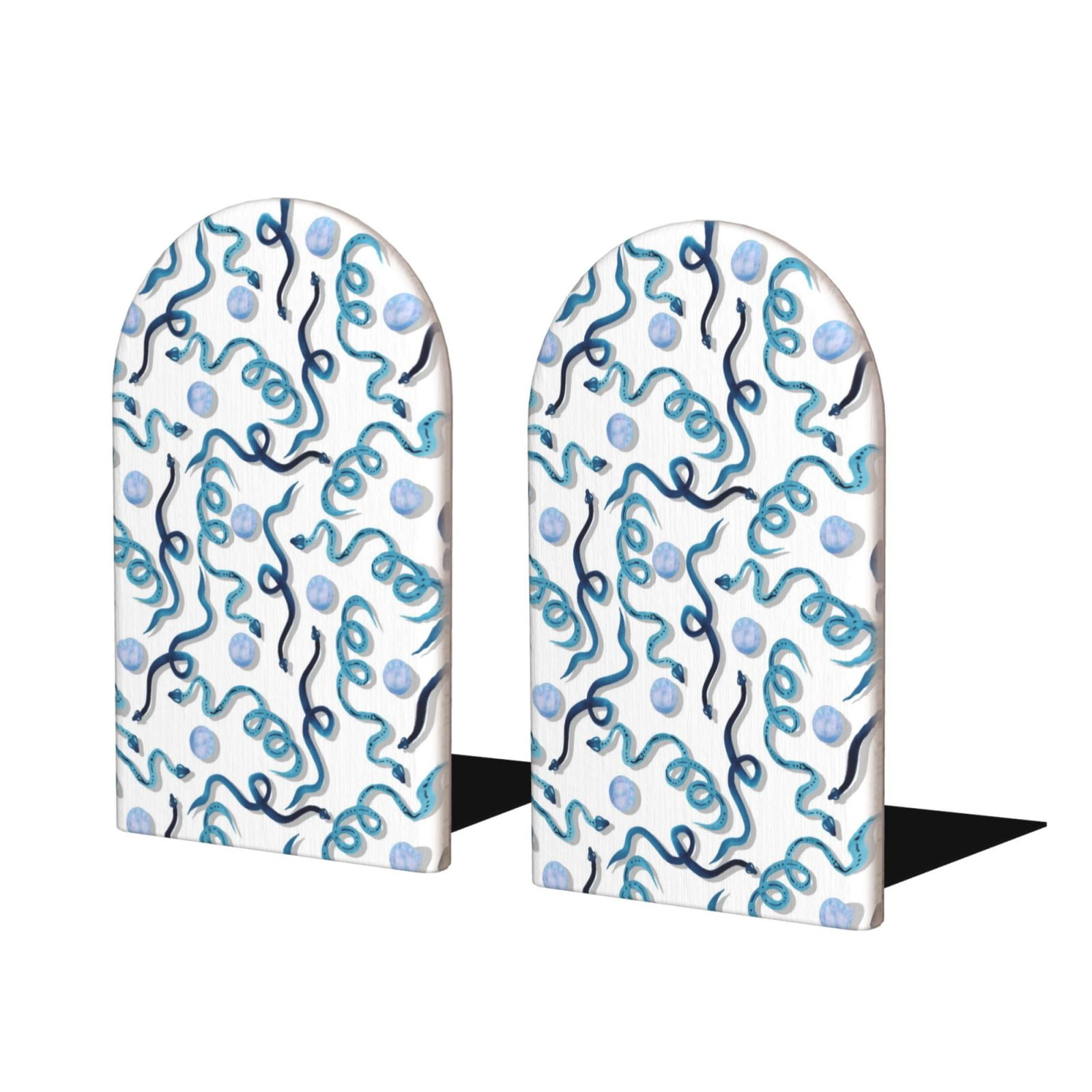 Gaeub Hand Drawn Snake Wood Bookends, Non-Slip Bookends, Heavy Duty ...