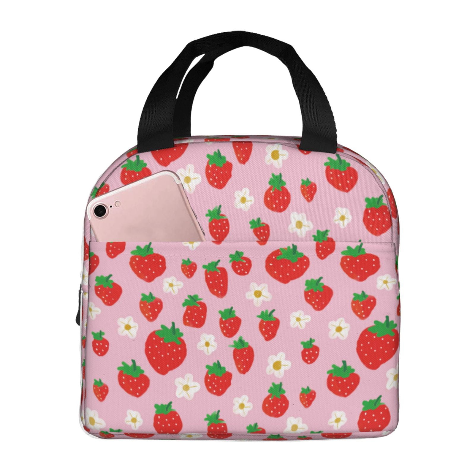 Gaeub Hand Drawn Strawberry Print Lunch Bag Lunch Box for Women Men ...