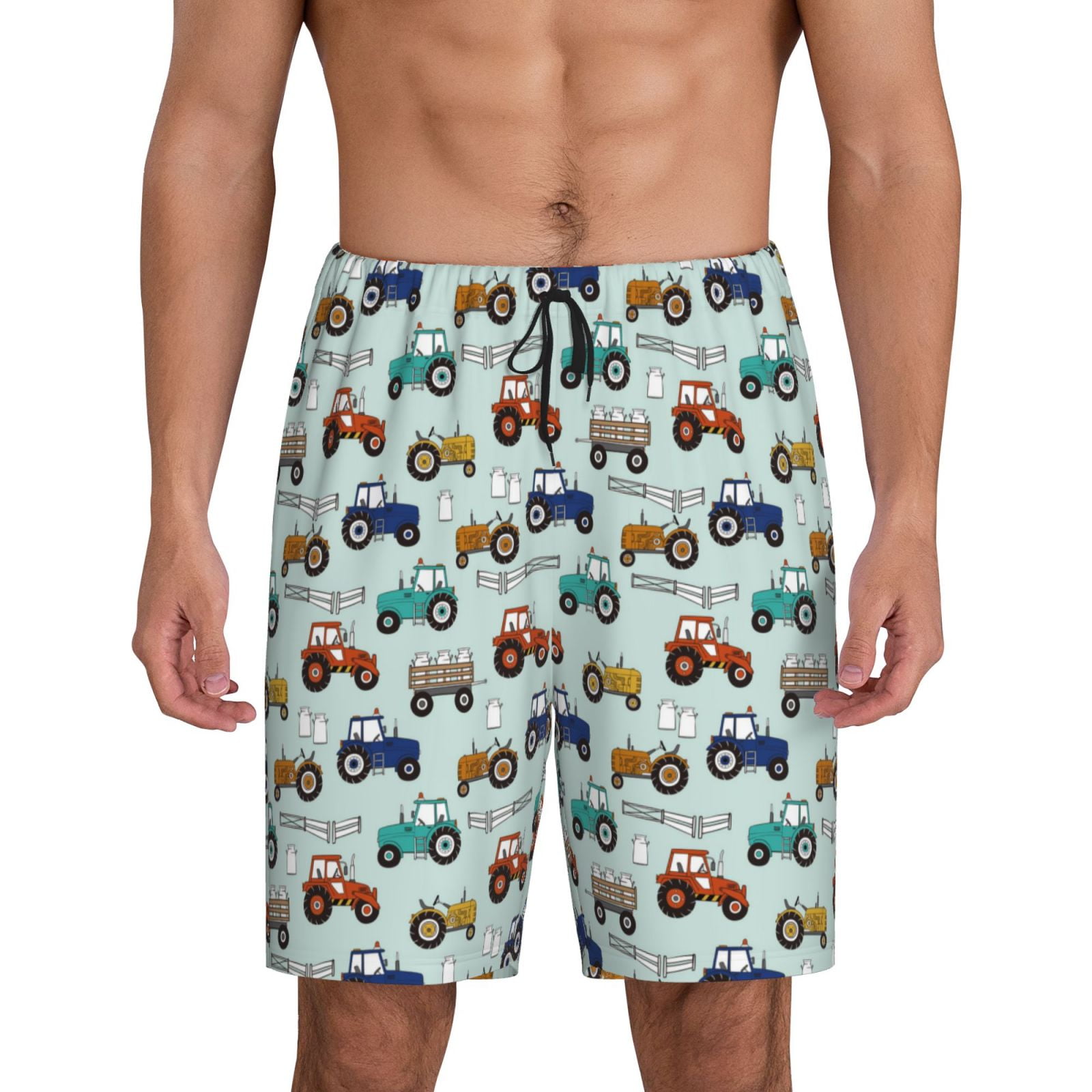 Gaeub Hand drawn tractors Print Men's Short Pajama Pants, Sleep Shorts ...
