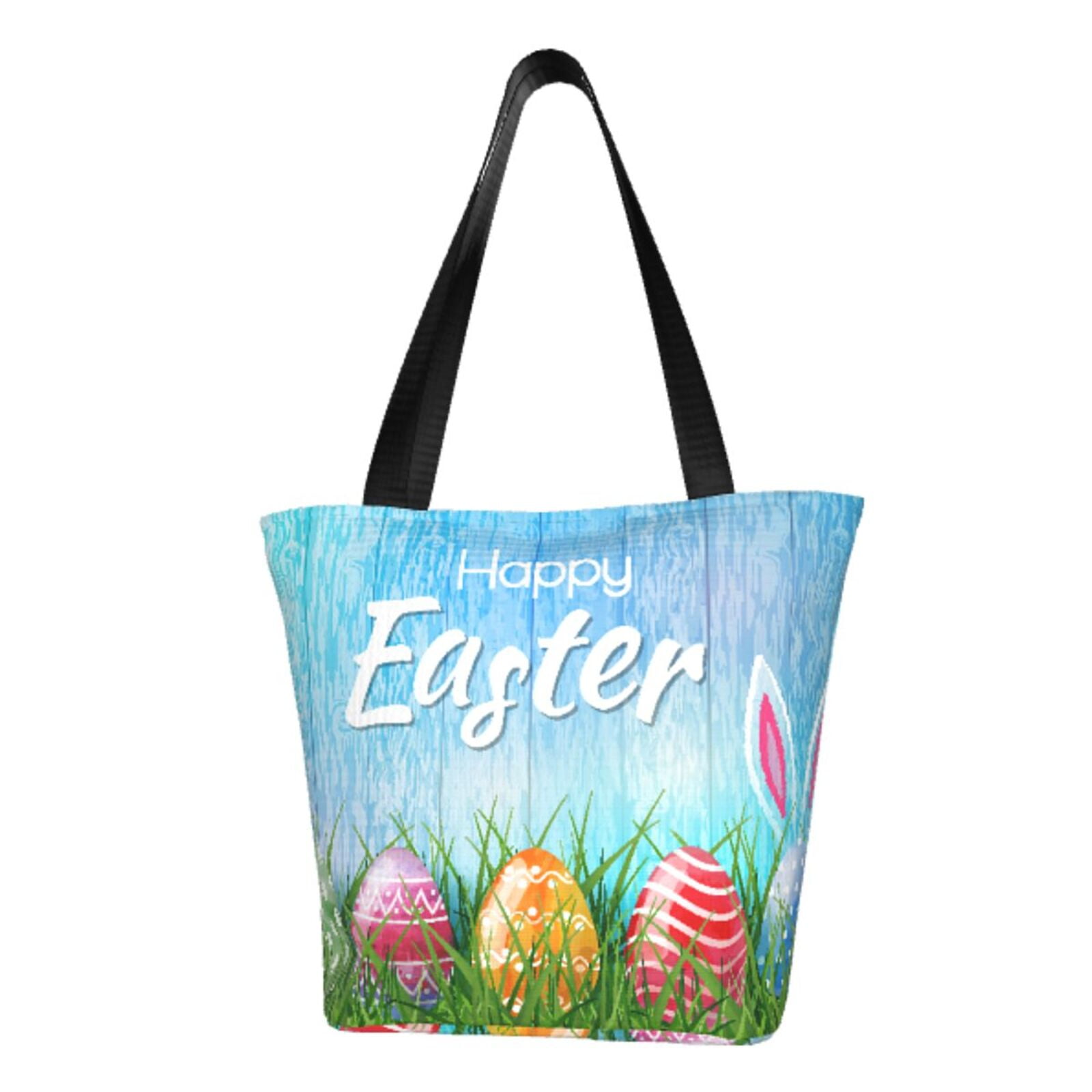 Gaeub Happy Easter Printed Tote Bag Grocery Bag Reusable Shoulder Bag ...