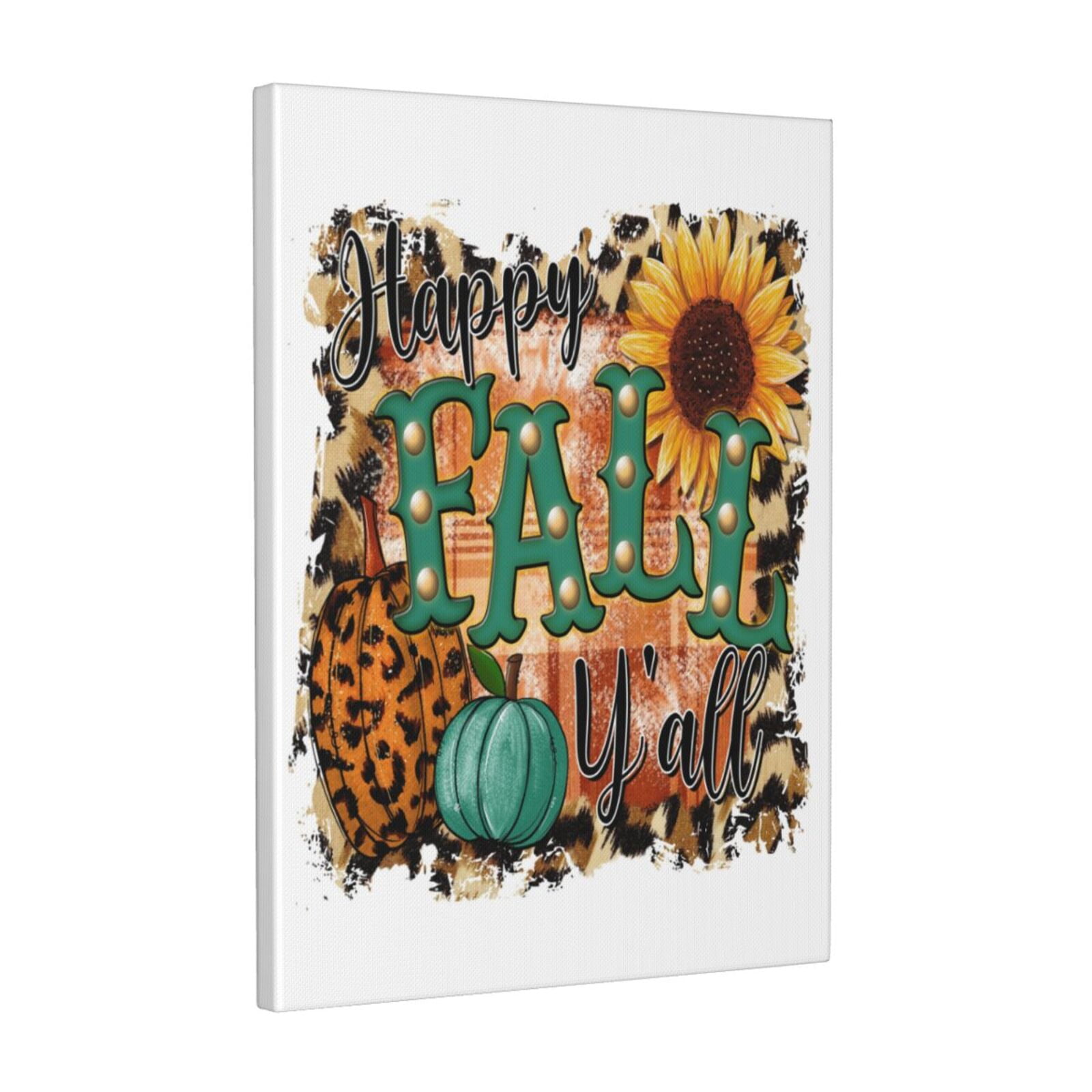 Gaeub Happy Fall Y'All Print Canvas Wall Art for Bathrooms Bedroom,Wall ...
