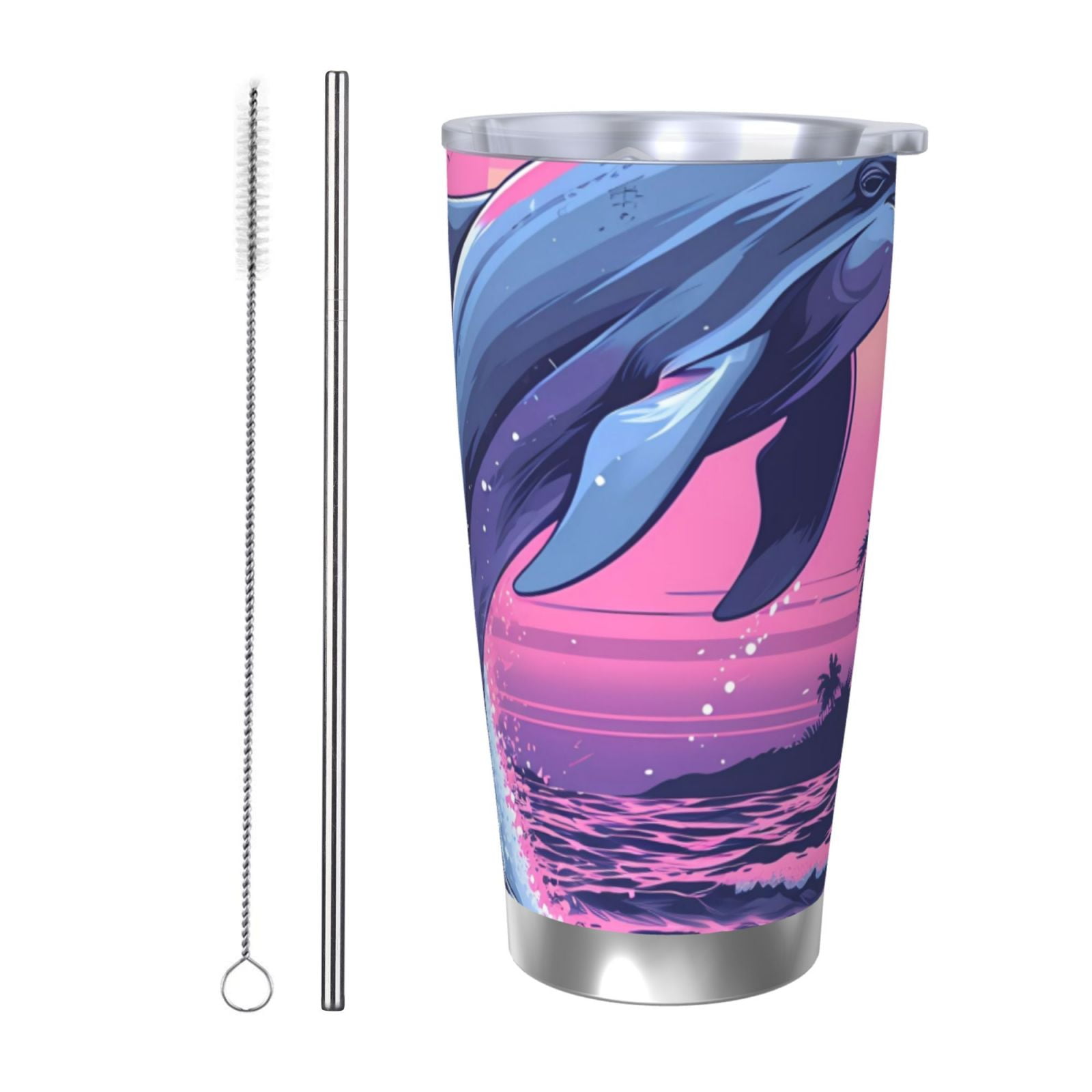Gaeub Hawaiian Beach Dolphin Print 20-Ounce Stainless Steel Car Cup ...