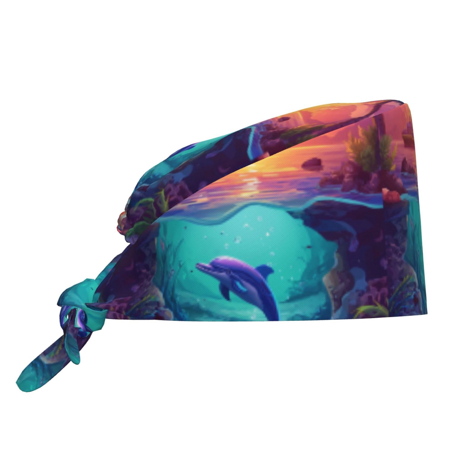 Gaeub Hawaiian Island Dolphin Print Cleaning Working Cap,Unisex Scrub ...