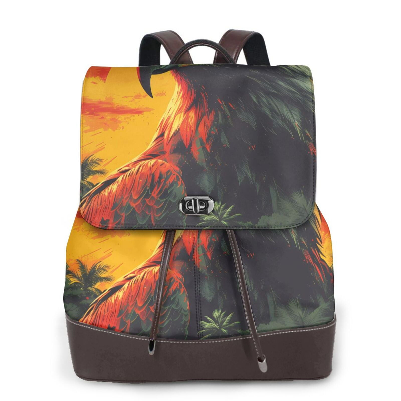 Gaeub Hawaiian Style Bald Eagle Print Women's Leather Backpack,Travel ...