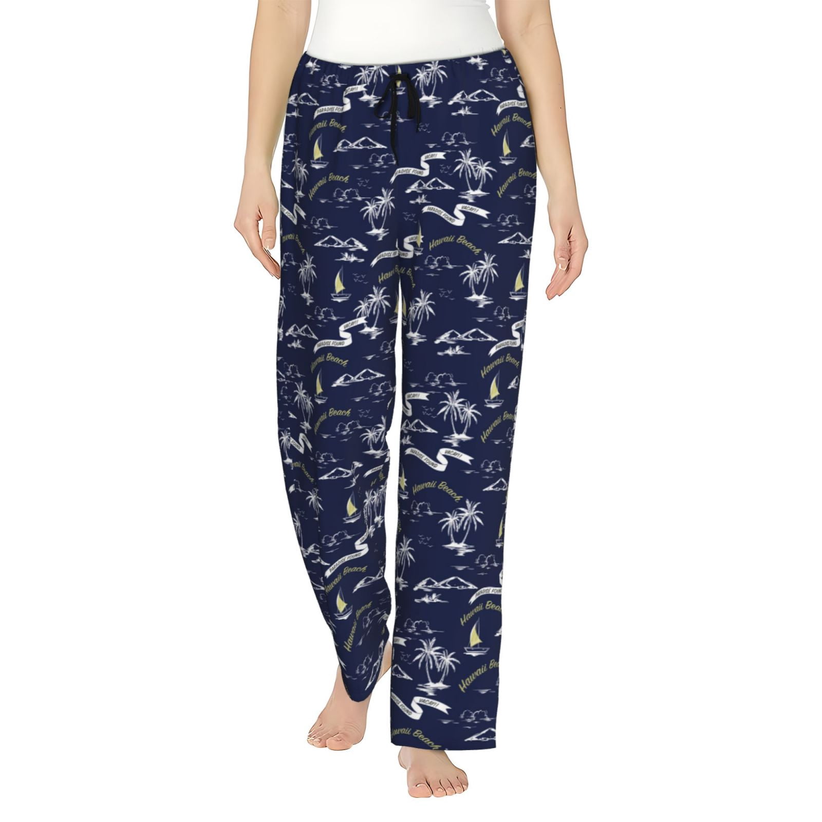 Gaeub Hawaiian Style Soft Pajama Pants for Women, Wide Leg Comfy Casual ...