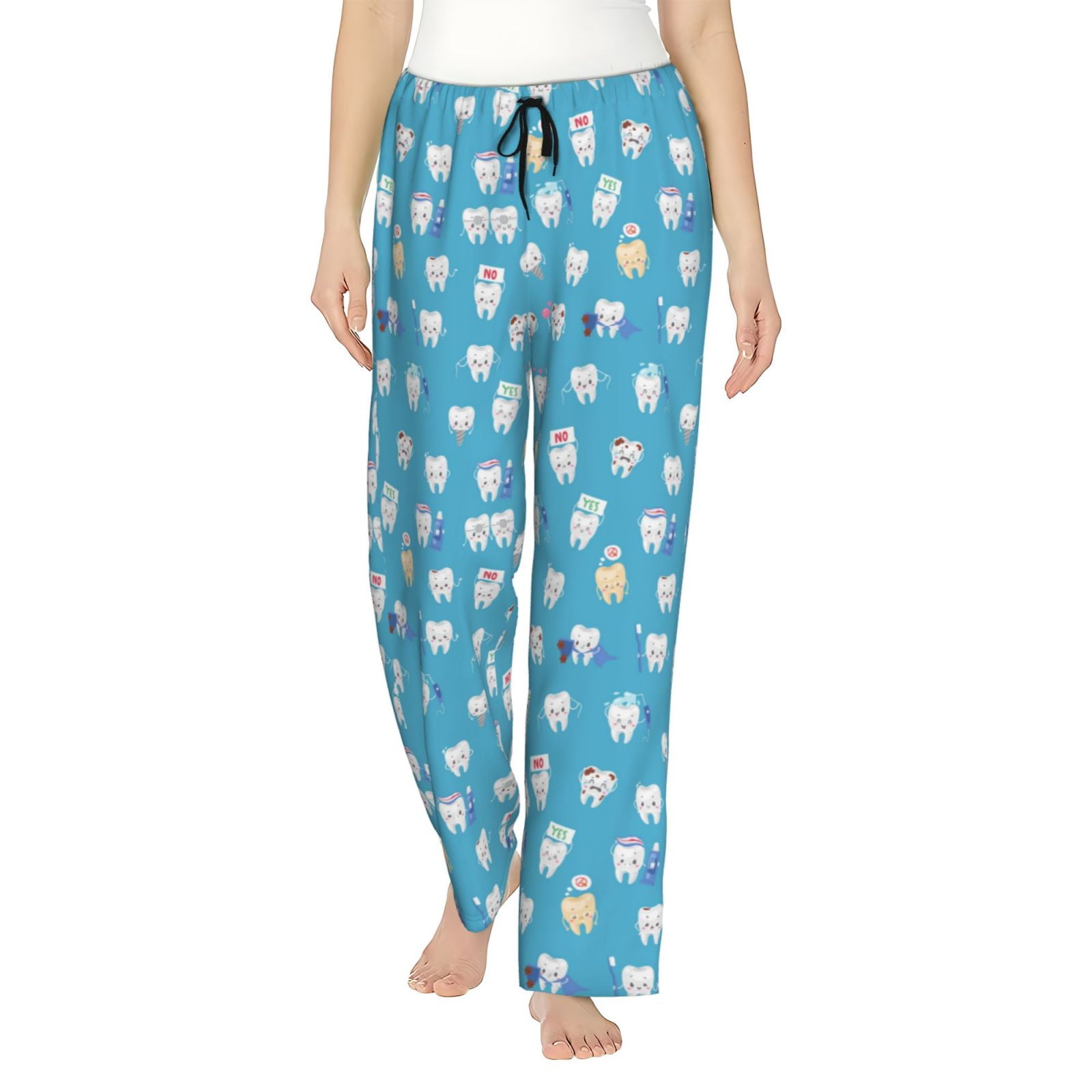 Gaeub Healthy And Ill White Teeth Soft Pajama Pants for Women, Wide Leg ...