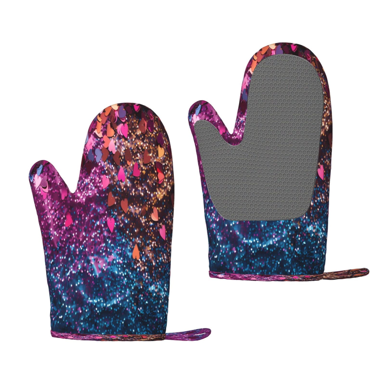 Gaeub Heart Confetti on Glitter Print Oven Mitts and Potholders BBQ ...