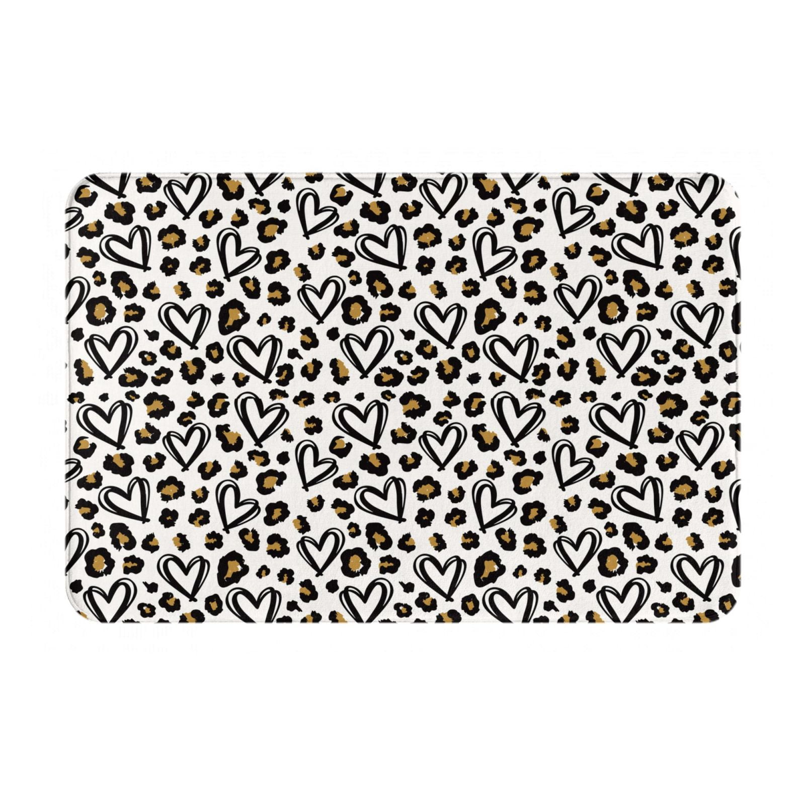 Gaeub Heart Leopard Print Door Mat with Heavy Duty Backing,Welcome Mats ...
