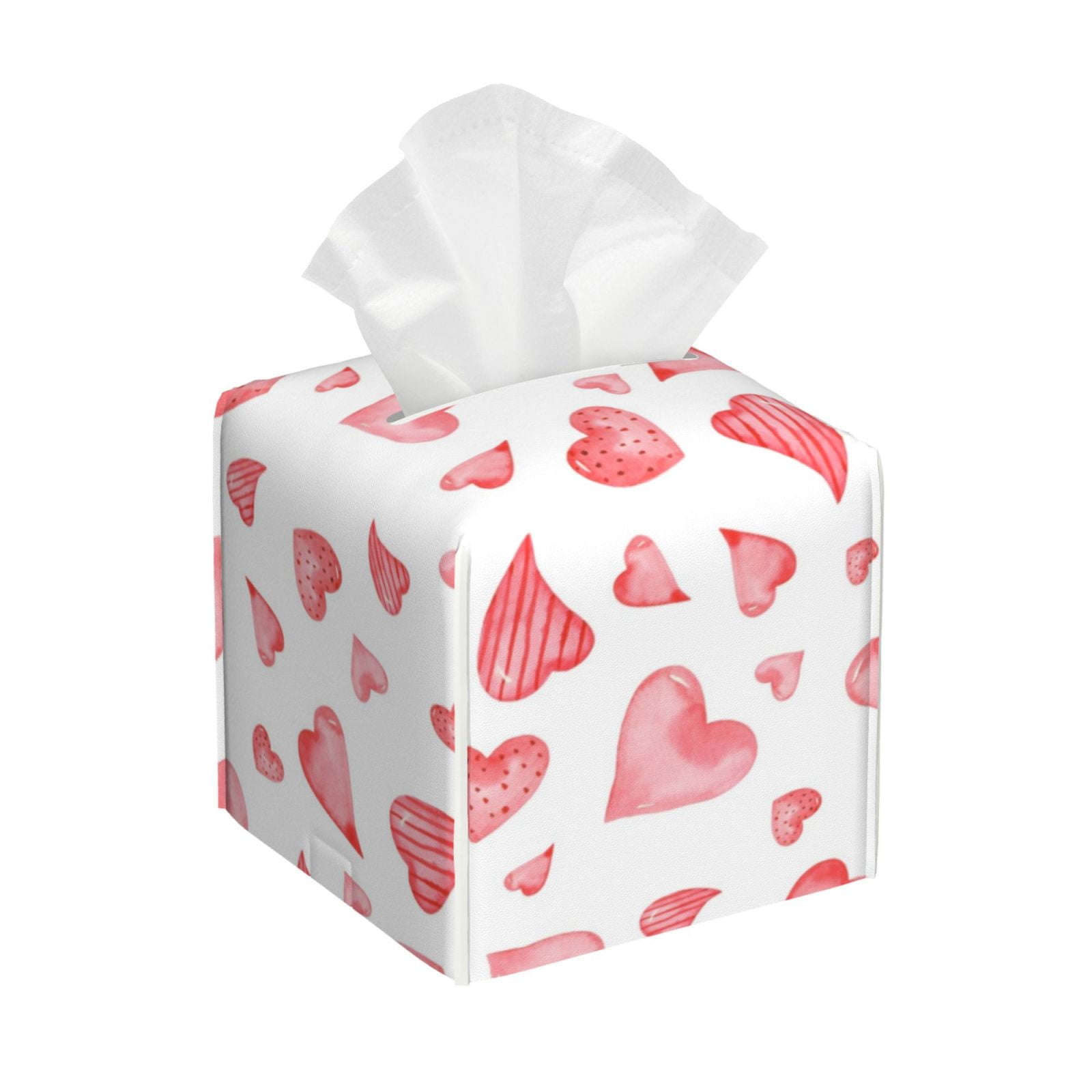 Gaeub Hearts Print Leather Tissue Box Cover Square,Tissue Holder ...