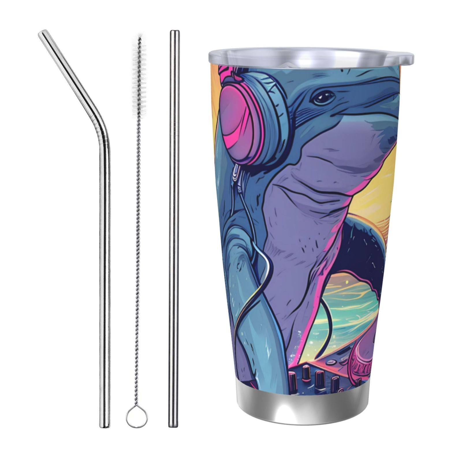 Gaeub Hip-Hop DJ Dolphin Print 20-Ounce Stainless Steel Car Cup ...