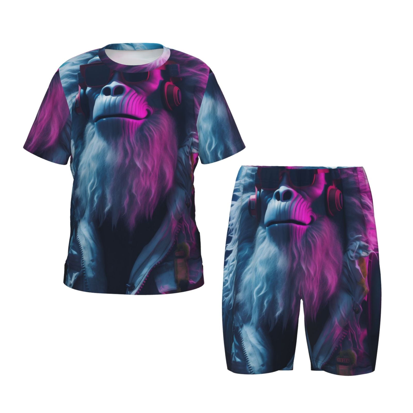 Gaeub Hip-Hop Glasses Gorilla Print 2-Piece Pajamas Set,Toddler Kid ...