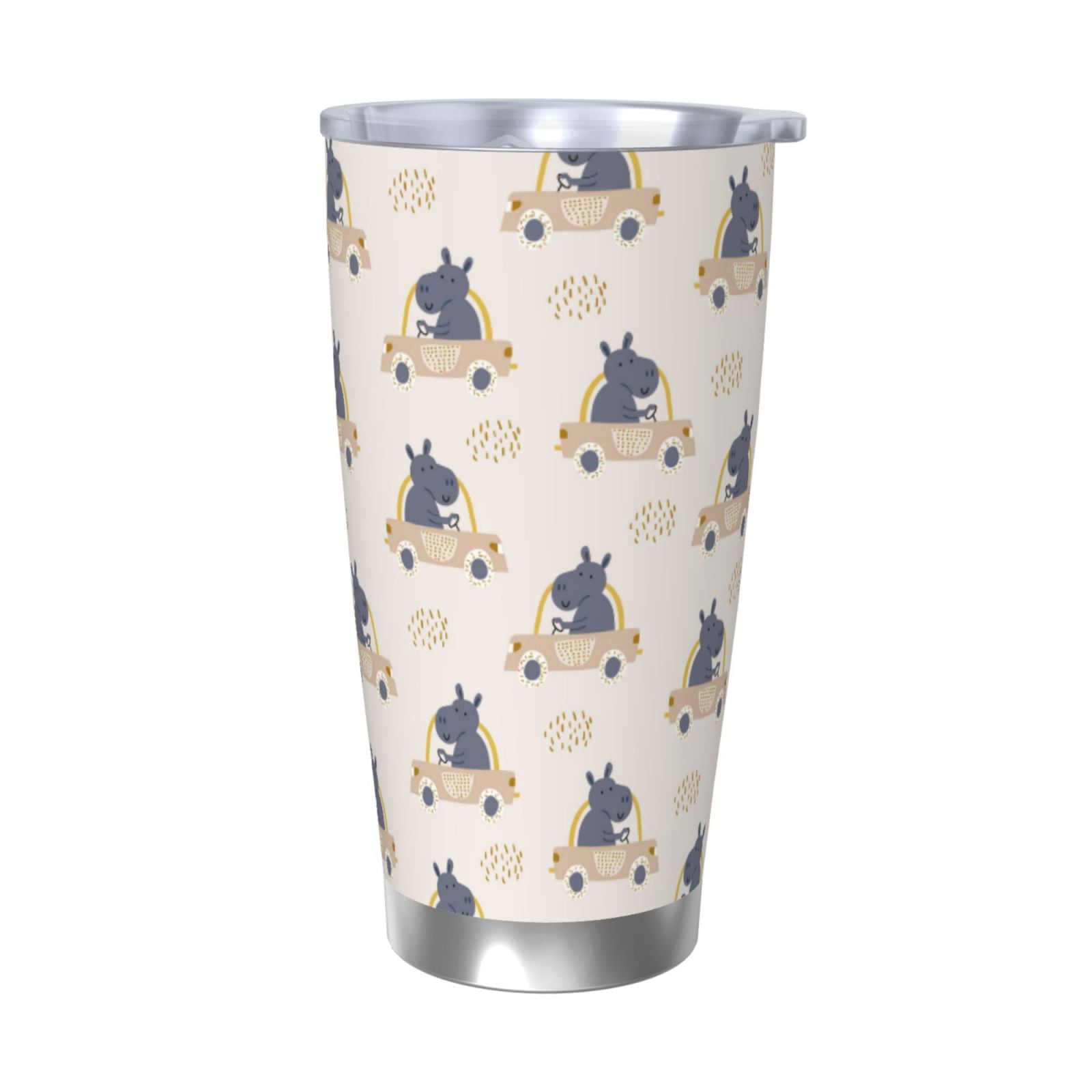 Gaeub Hippos Driving A Car Print 20-Ounce Stainless Steel Car Cup ...