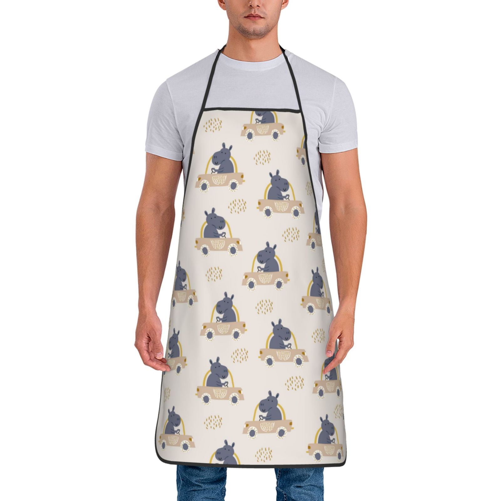 Gaeub Hippos Driving A Car Print Apron for Men and Women,Waterproof ...