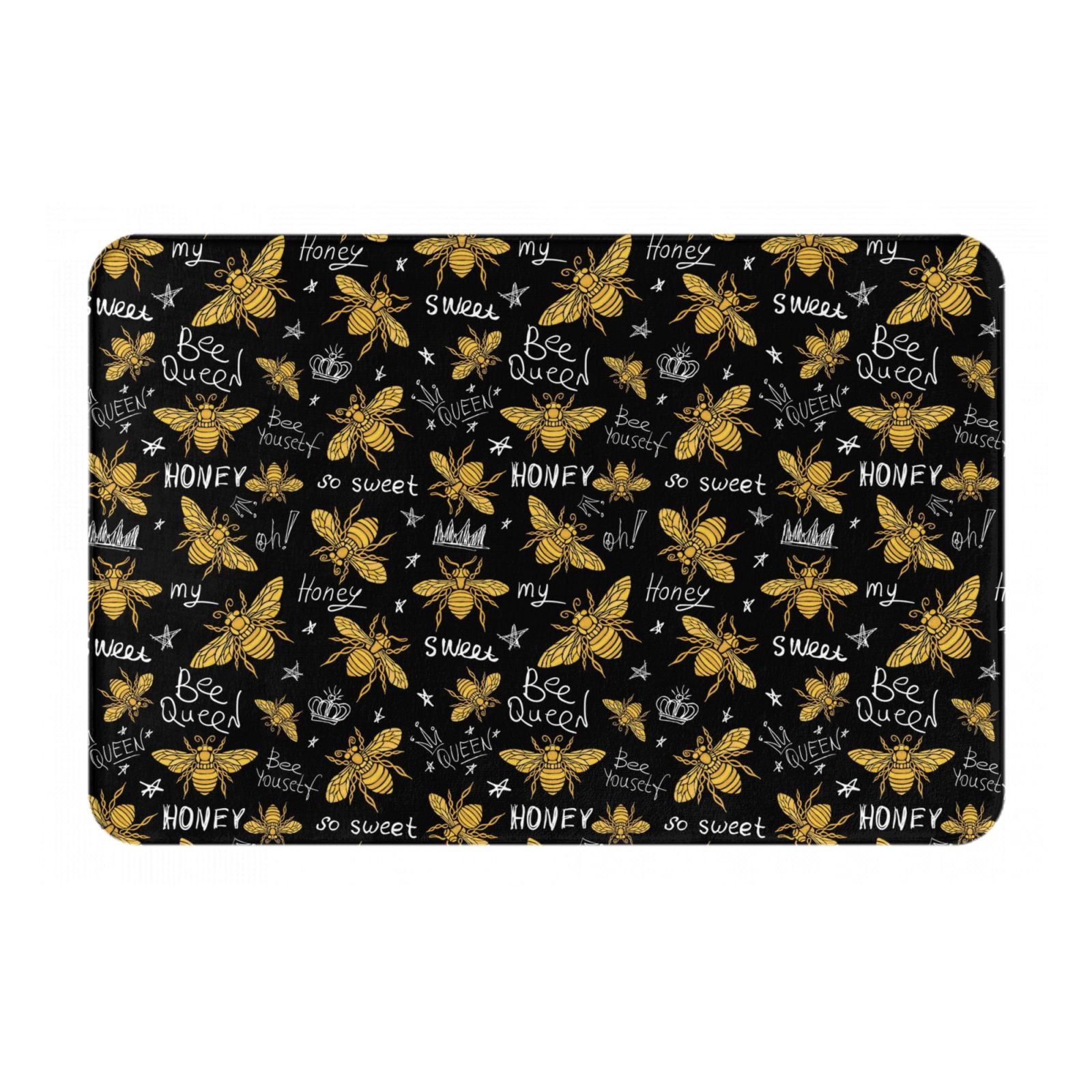 Gaeub Hohey Bee Golden Embroidery Print Door Mat with Heavy Duty ...