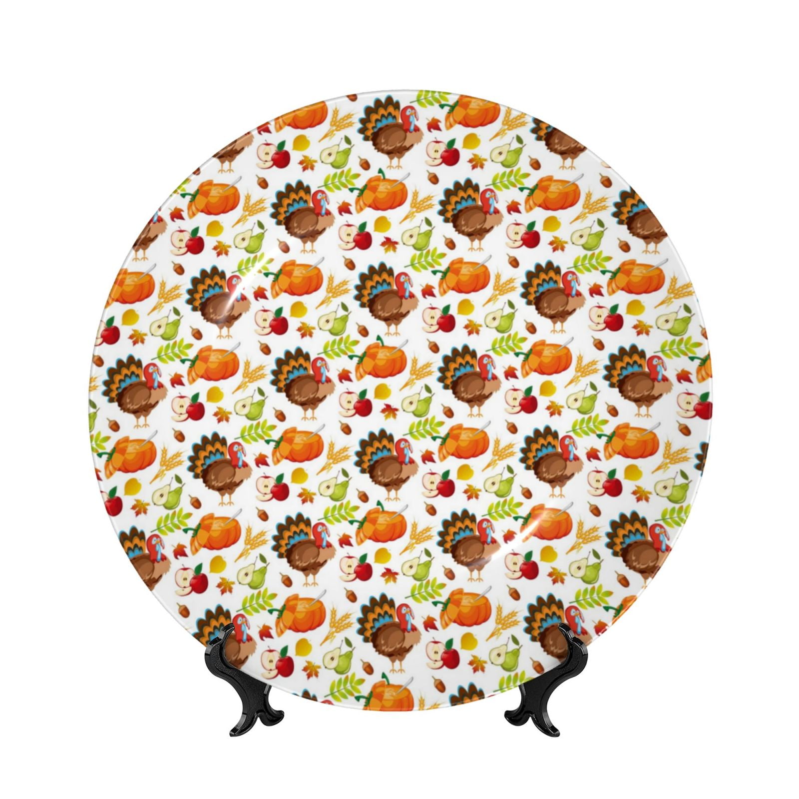 Gaeub Holiday Thanksgiving Turkey Print Ceramic Plate,Dinner Plates ...