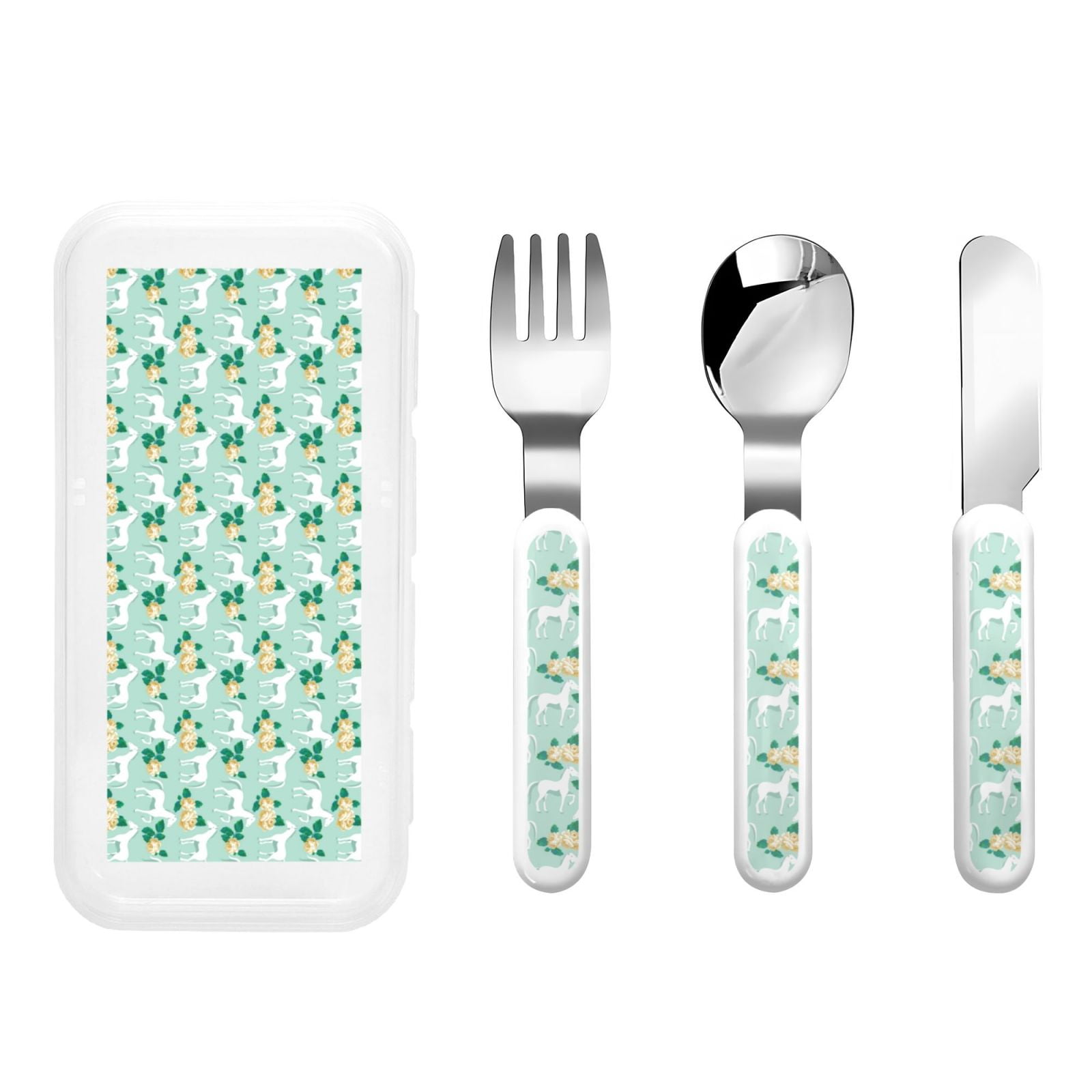 Gaeub Horse And Flower Print 3-Piece Children Knife Spoon Fork Set ...