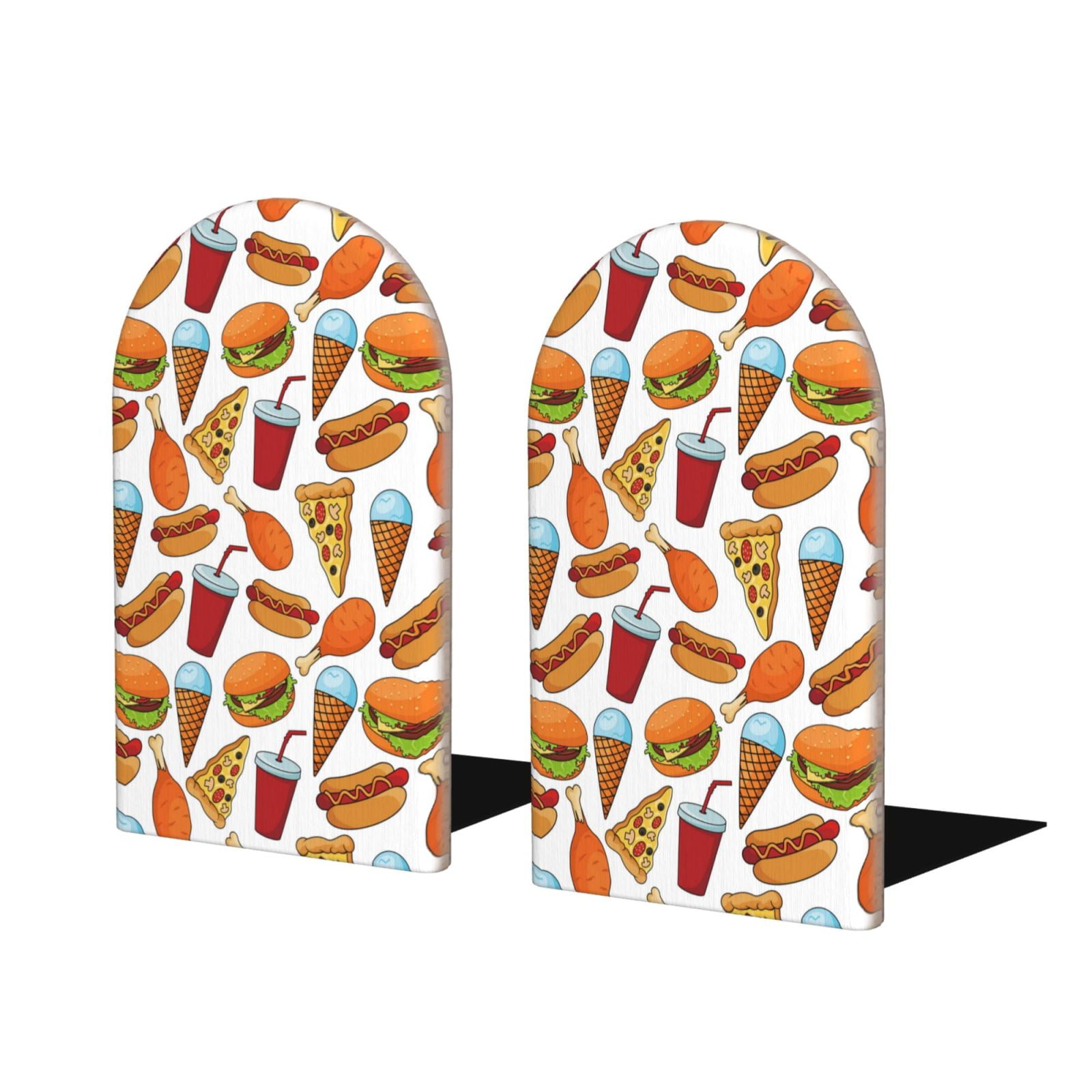 Gaeub Hot Dog Burger Wood Bookends, Non-Slip Bookends, Heavy Duty ...