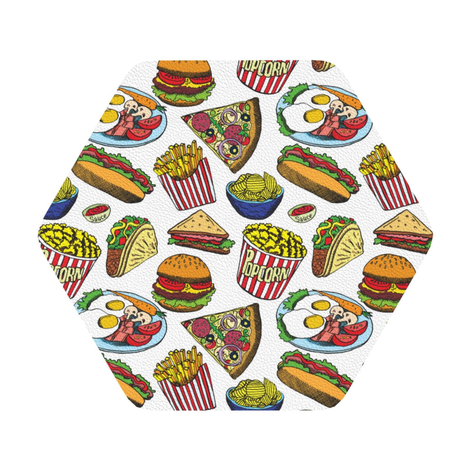 Gaeub Hot Dog With One Sausage Print 6 Pcs Leather Coasters for Drinks ...