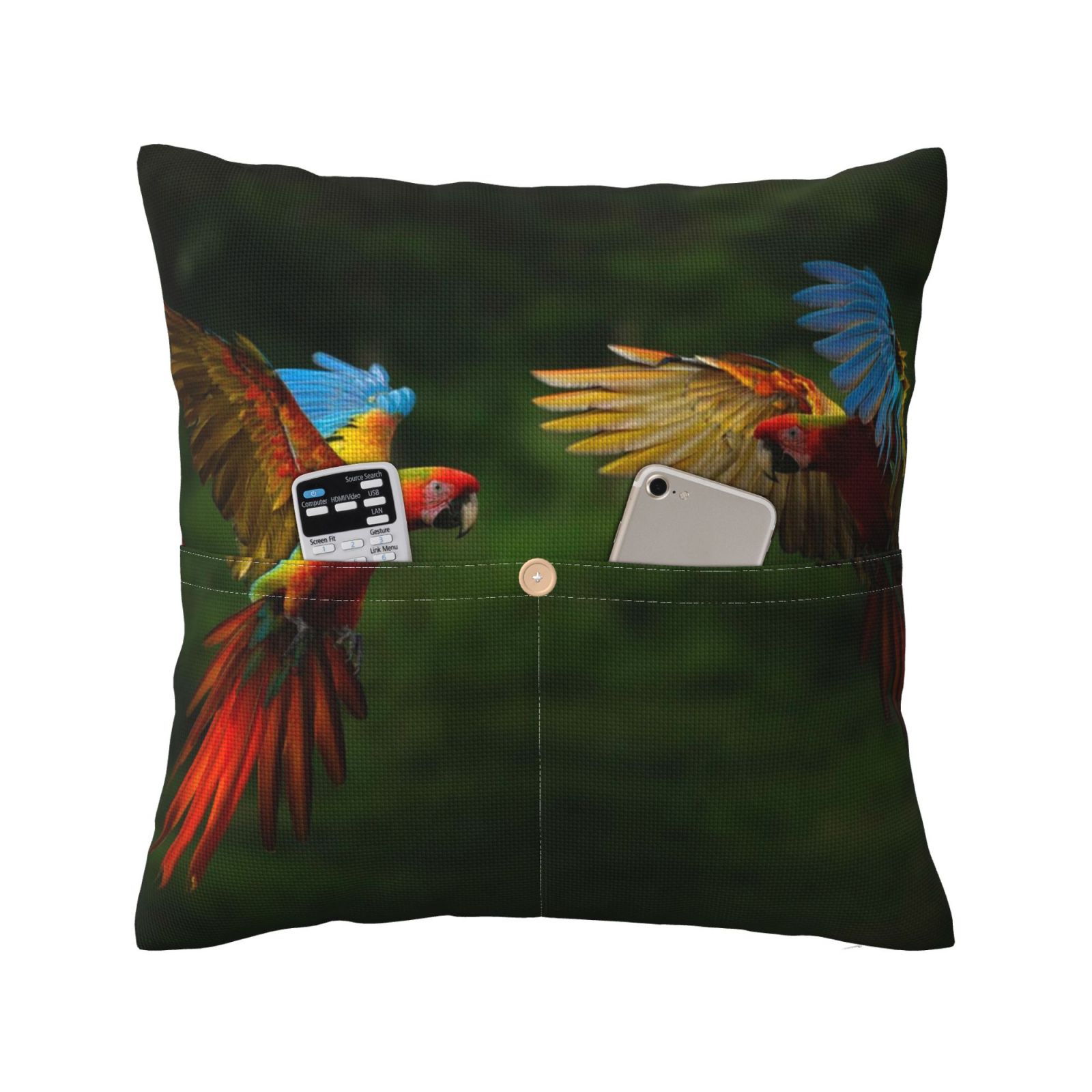 Gaeub Hybrid Parrot in the Forest Print Linen Decorative Throw Pillow ...