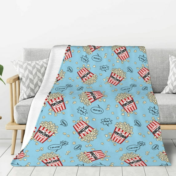 Gaeub I Am A Fan Popcorn Print Flannel Throw Blanket, Home Fleece Throw ...