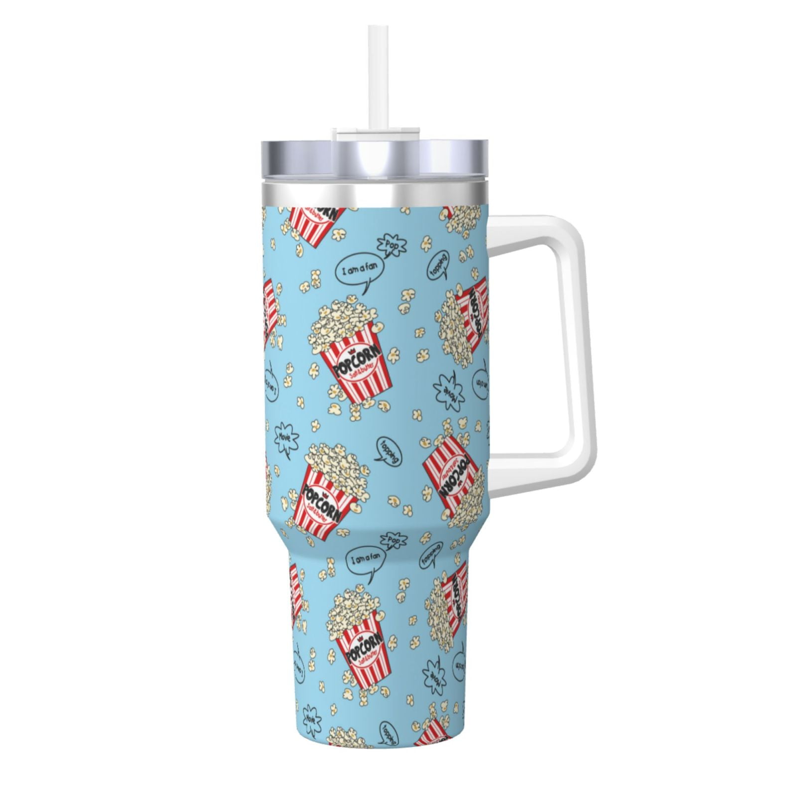 Gaeub I Am A Fan Popcorn Print Stainless Steel Hot/Cold Coffee Cup,40oz ...