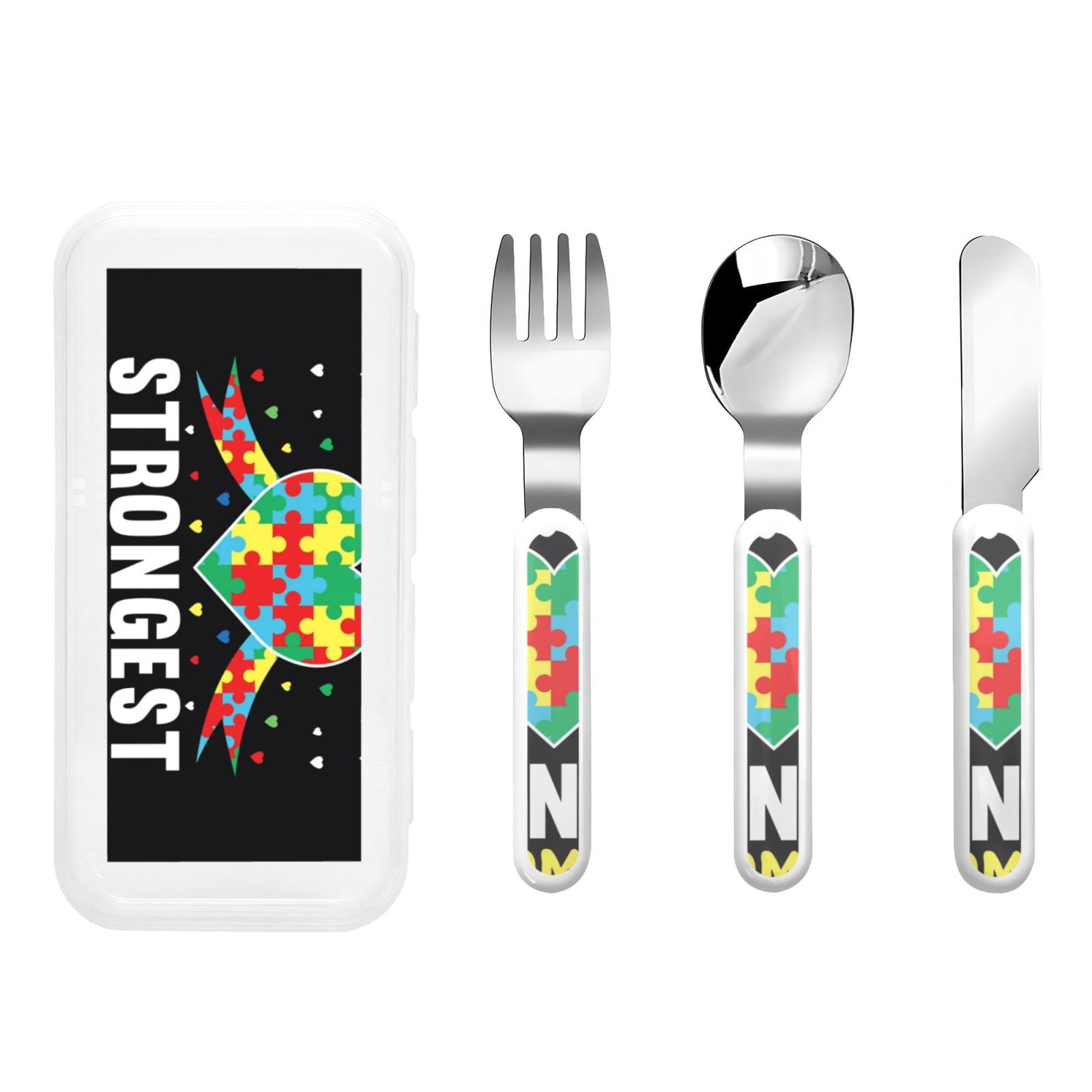 Gaeub I Love With Autism Print 3-Piece Children Knife Spoon Fork Set ...