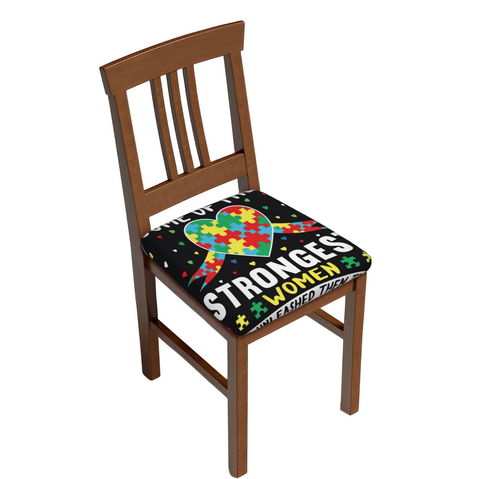 Gaeub I Love With Autism Square Chair Seat Covers, Stretch Fitted ...
