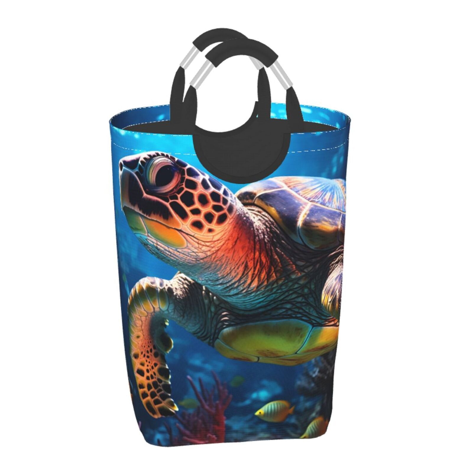 Gaeub Ice Blue Ocean Sea Turtle Print 50L Large Laundry Hampers with ...