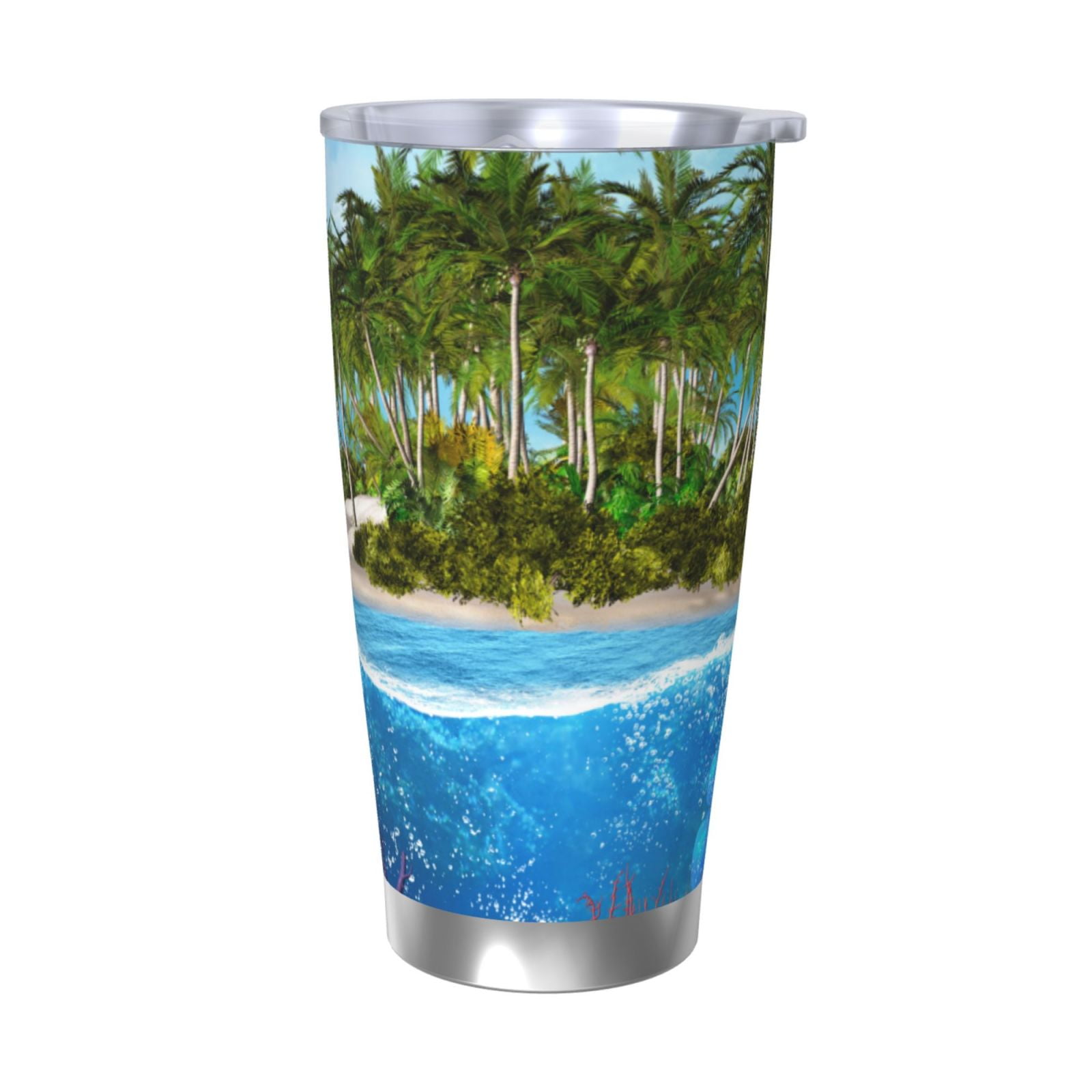 Gaeub Island And Coral Reef Print 20-Ounce Stainless Steel Car Cup ...