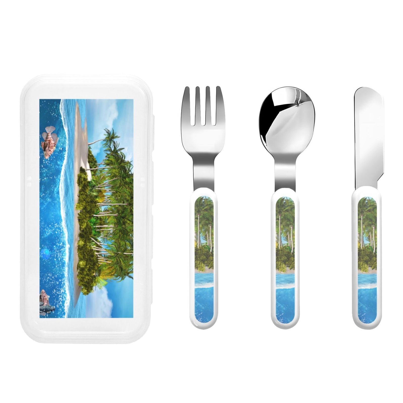 Gaeub Island And Coral Reef Print 3-Piece Children Knife Spoon Fork Set ...