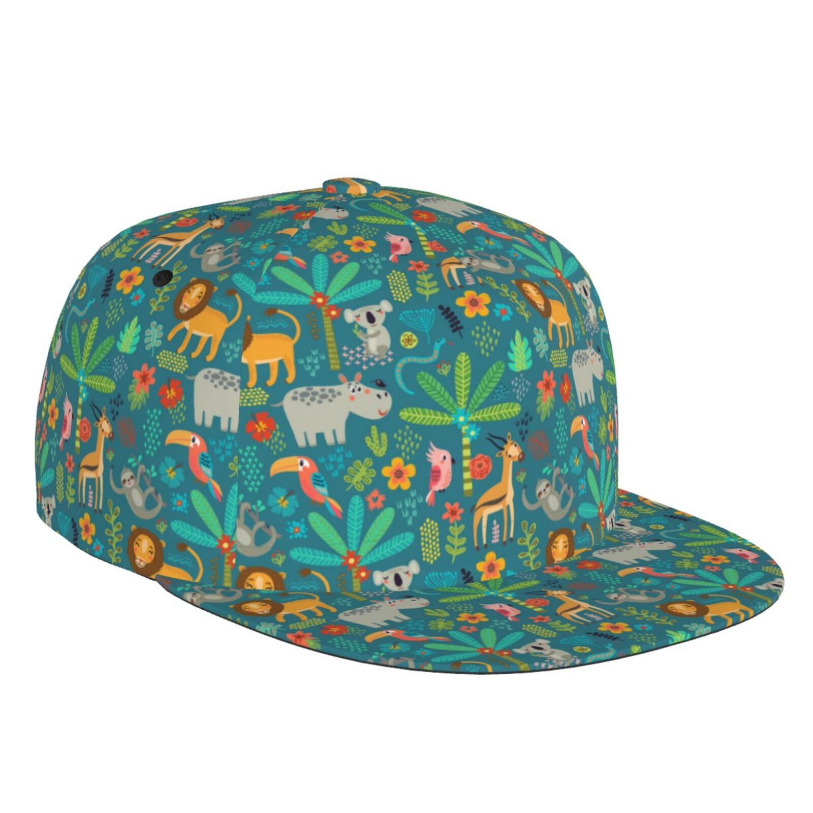 Gaeub Jungle Animals Flat Bill Snapback Hats Baseball Caps with ...