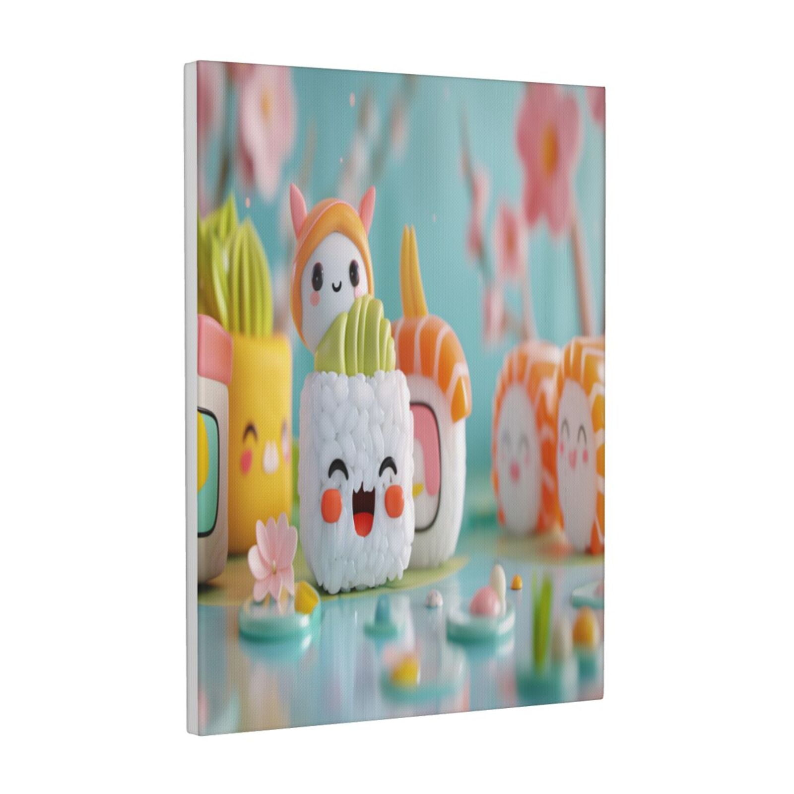 Gaeub Kawaii Sushi Characters Delight Print Canvas Wall Art for ...