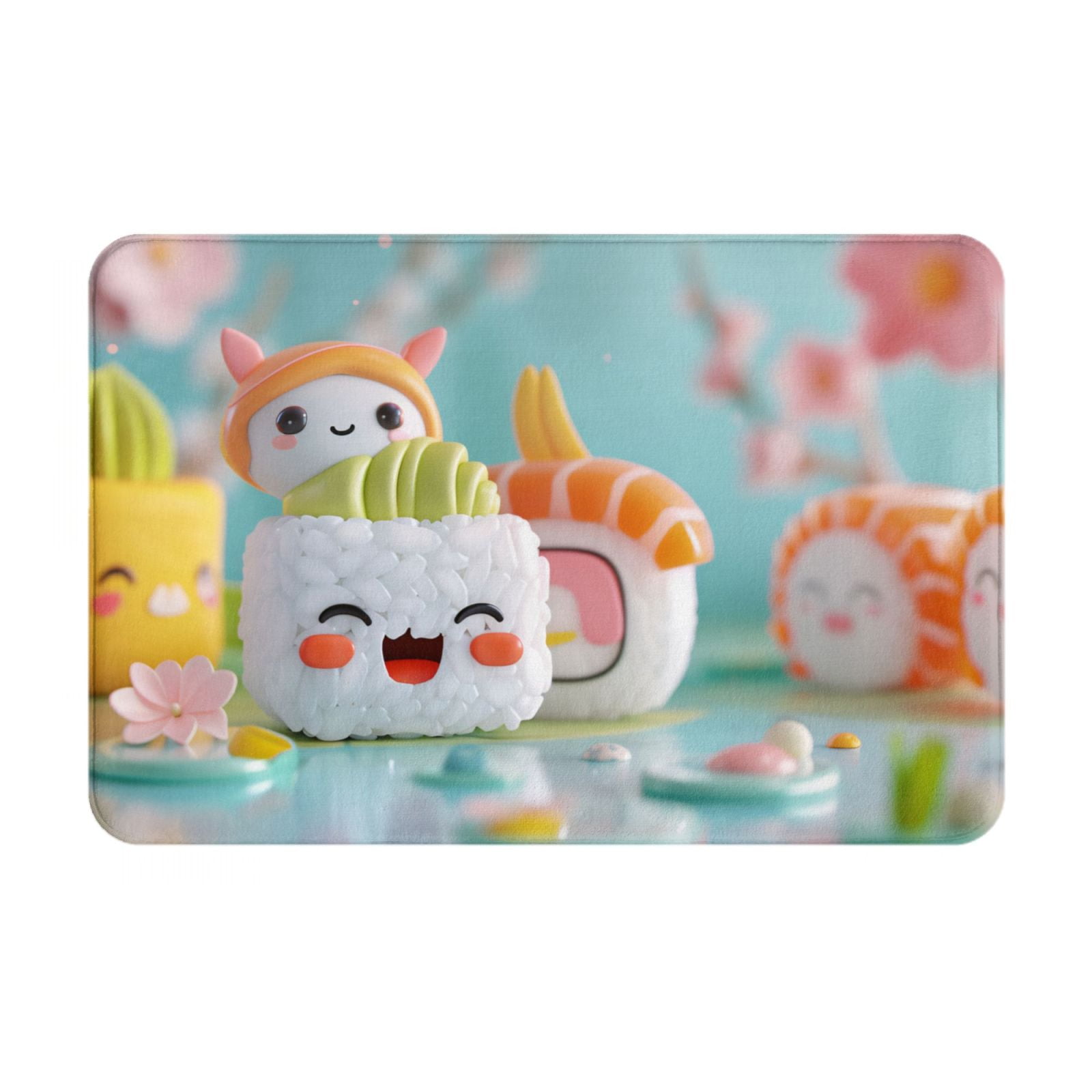 Gaeub Kawaii Sushi Characters Delight Print Door Mat with Heavy Duty ...
