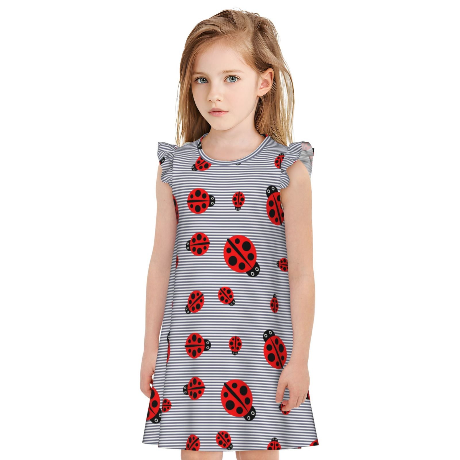 Gaeub Ladybug Girls Pajamas Dress, Comfortable Nightwear, Printed ...