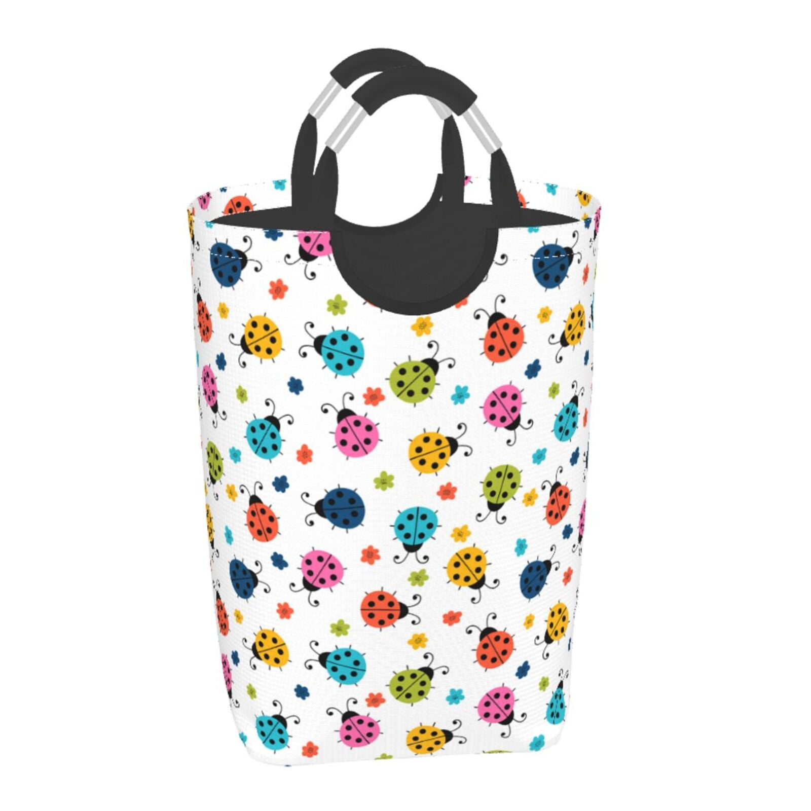 Gaeub Ladybugs And Flowers Print 50L Large Laundry Hampers with Handles ...