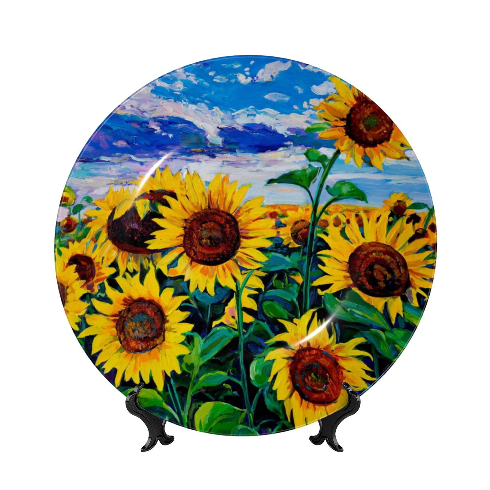 Gaeub Landscape With Sunflowers Print Ceramic Plate,Dinner Plates,Bone ...