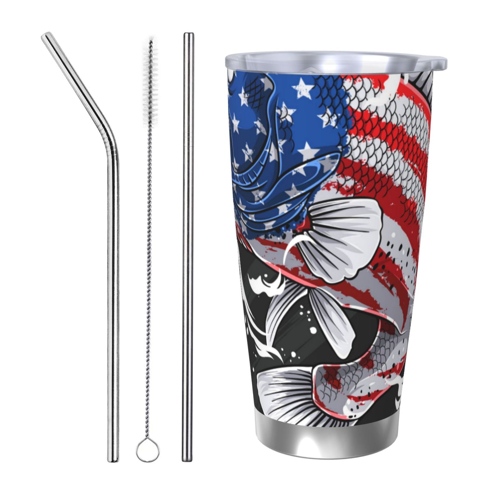 Gaeub Largemouth Bass Fish in USA Print 20-Ounce Stainless Steel Car ...