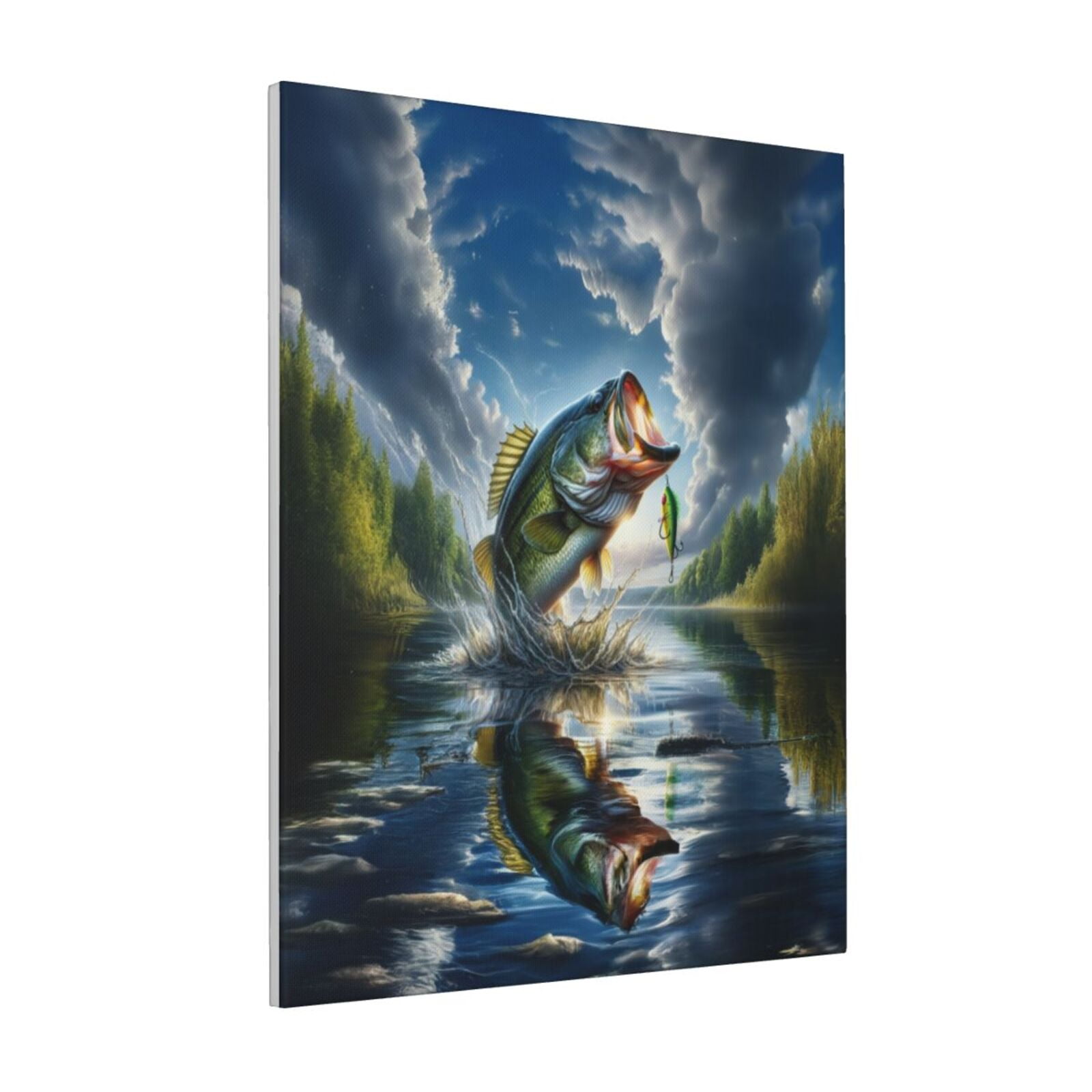 Gaeub Largemouth Bass Jumping Out of The Water Print Modern Canvas Wall ...